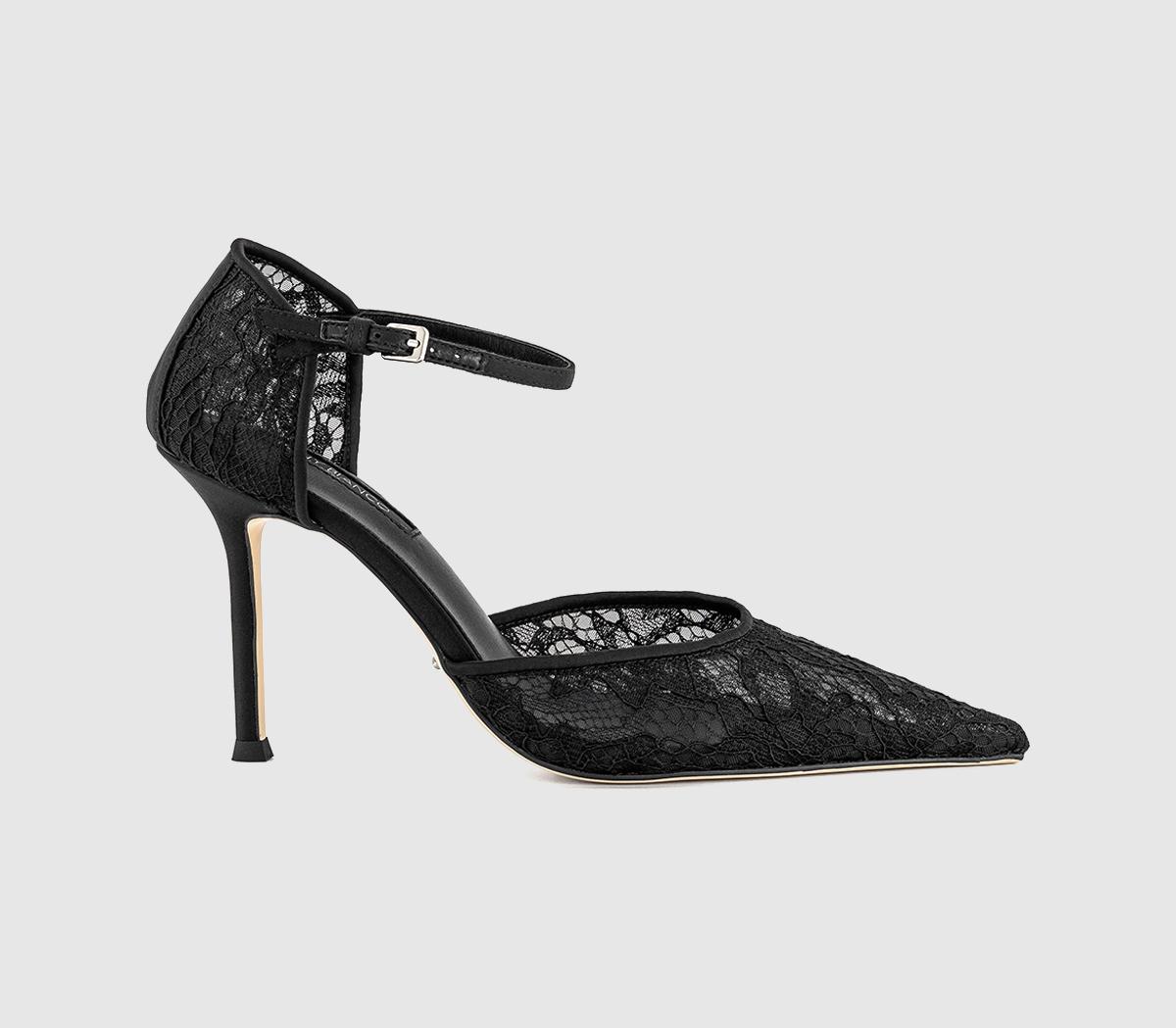 Tony Bianco Nina Lace Heels Black - Mid Heels