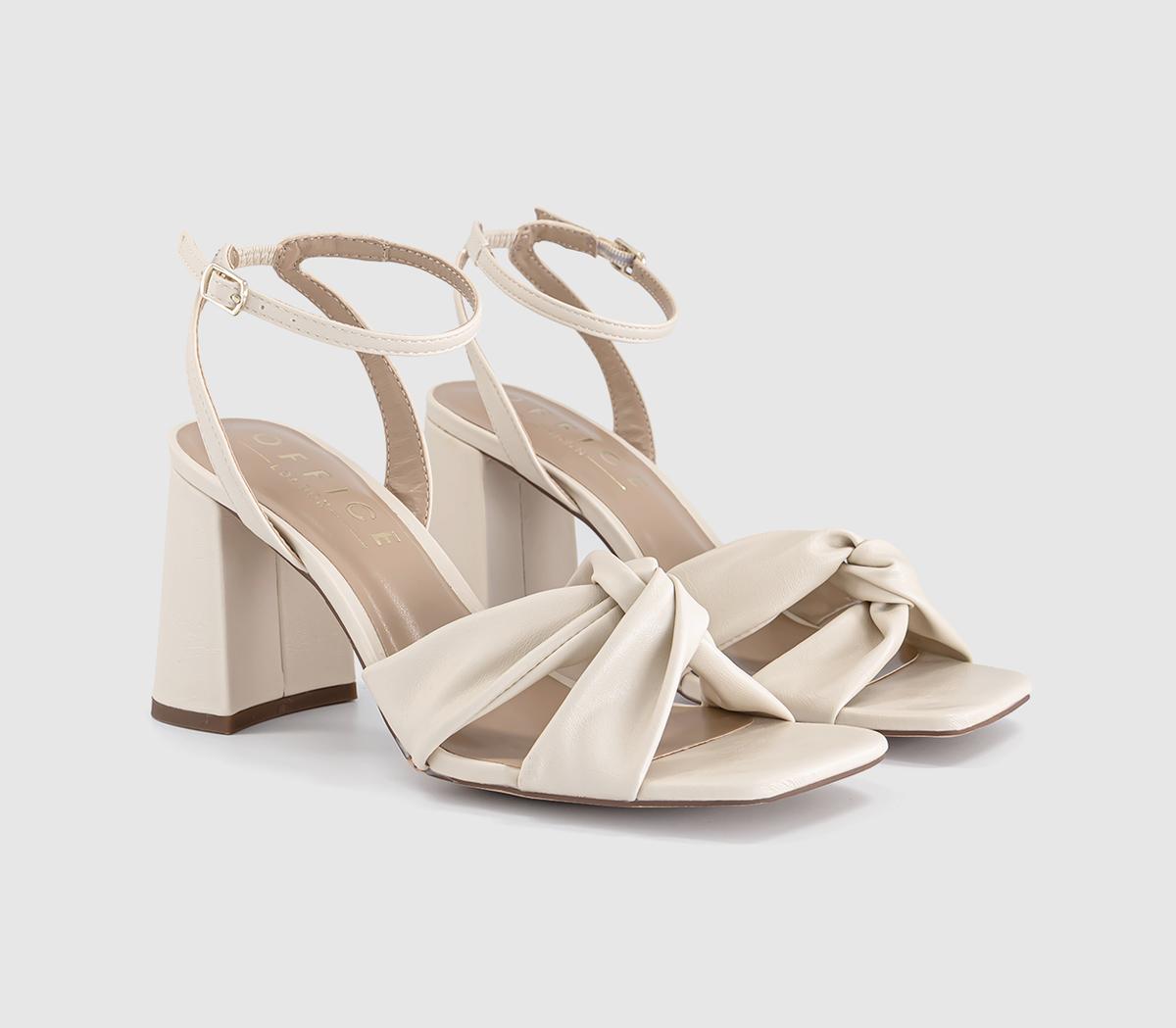 OFFICE Hattie Soft Twist Front Block Heel Sandals Off White - High Heels