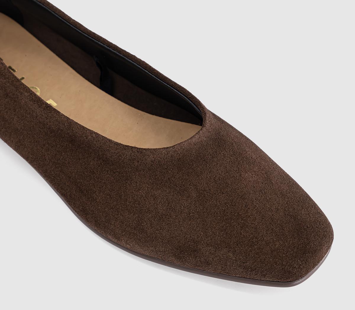 OFFICE Foster High Cut Ballet Flats Brown Suede - Flat Shoes for Women