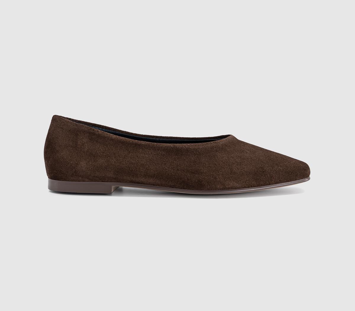 OFFICE Foster High Cut Ballet Flats Brown Suede - Flat Shoes for Women