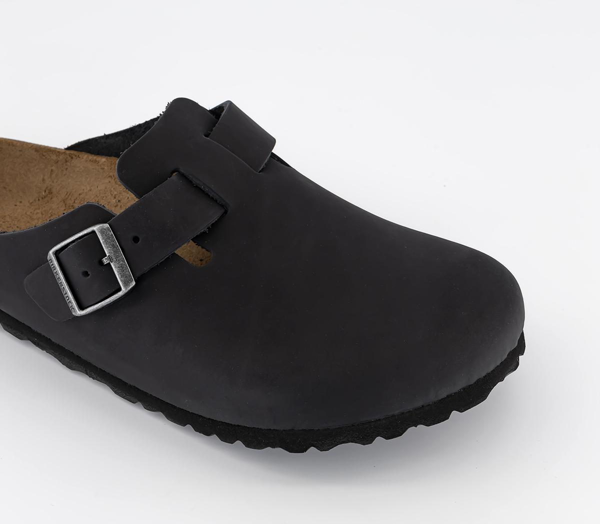 BIRKENSTOCK Boston Clogs M Black Oiled Leather - Men's Casual Shoes