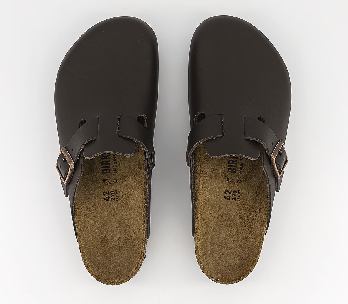 BIRKENSTOCK Boston Clog Dark Brown Leather - Slides & Sandals