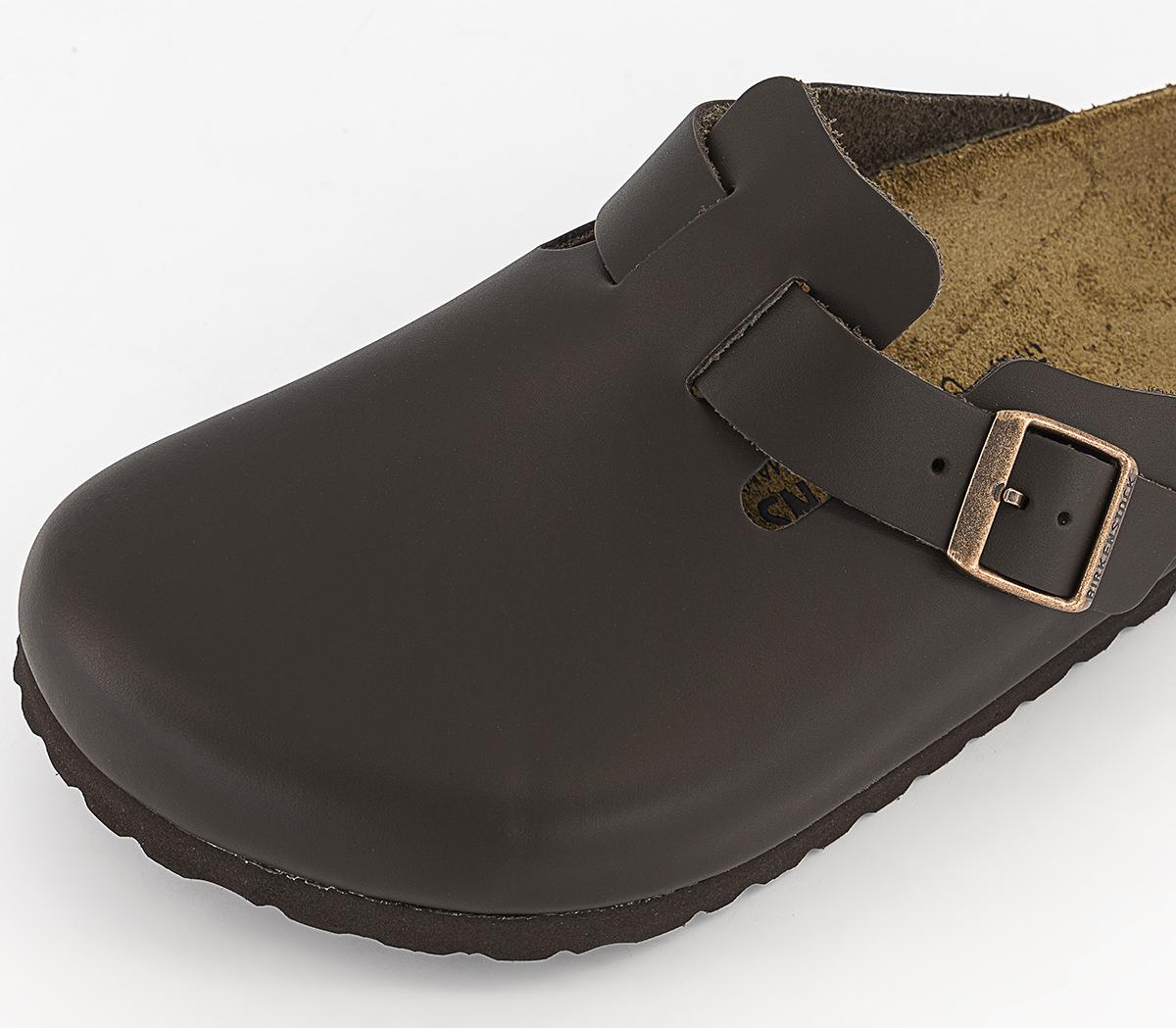 BIRKENSTOCK Boston Clog Dark Brown Leather - Slides & Sandals