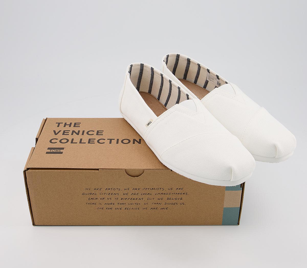 TOMS Toms Classic Slip Ons Optic White Heritage Canvas - Men's Casual Shoes