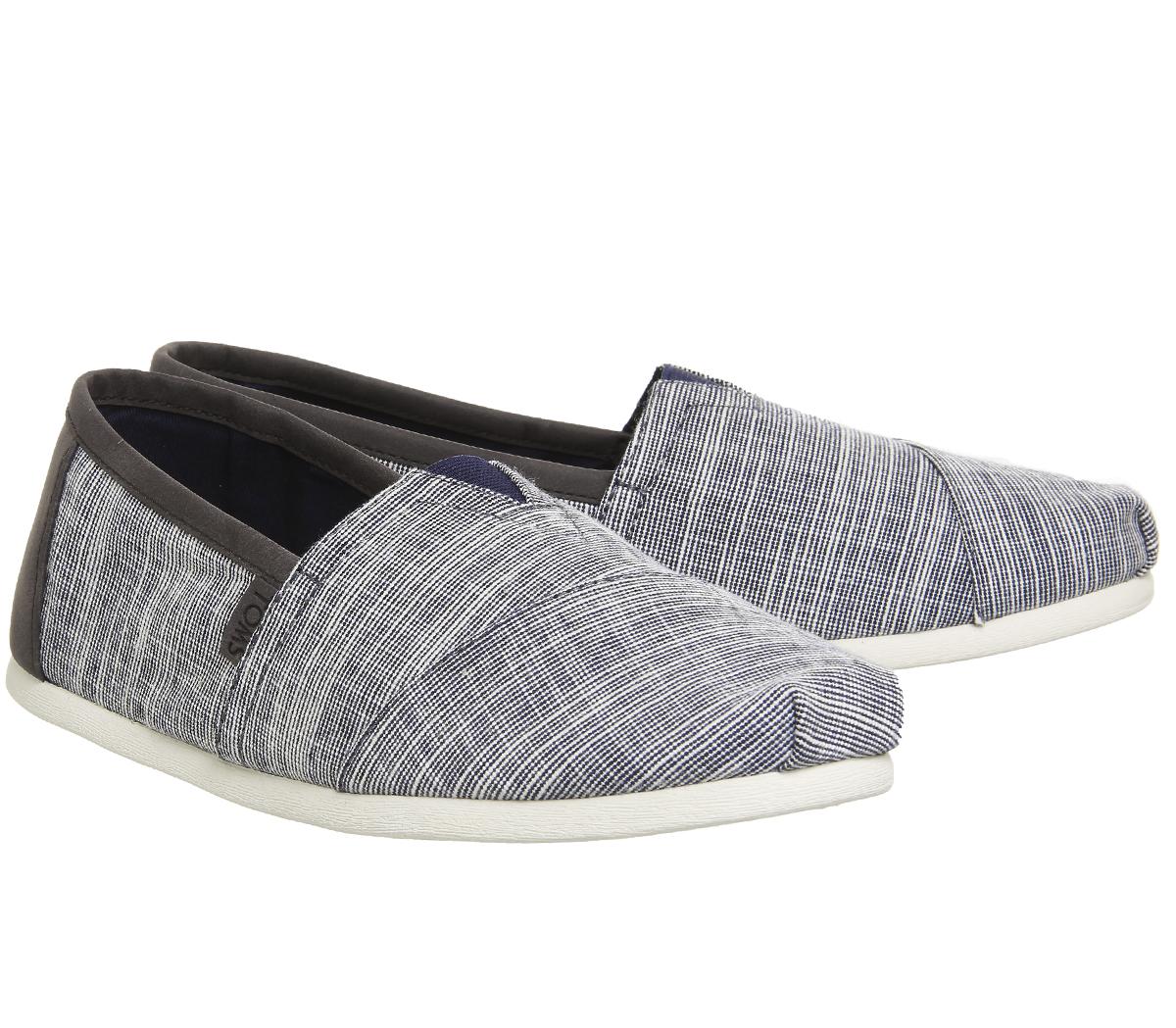 TOMS Toms Classic Navy Microstripe Trim - Men's Casual Shoes