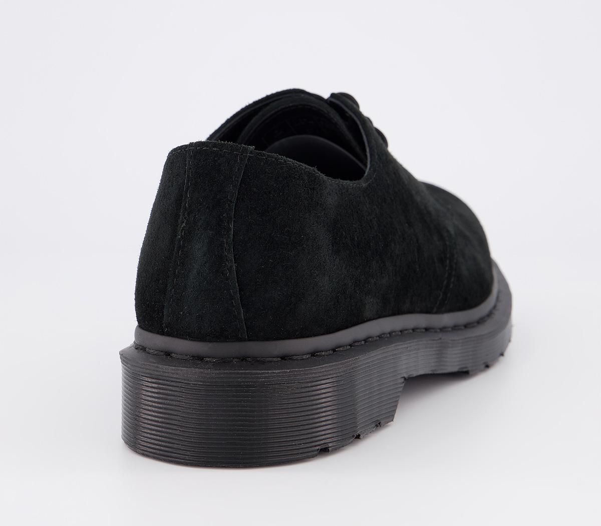 Dr. Martens Dm 3 Eye Lace Shoes Black Mono Buck - Men’s Smart Shoes