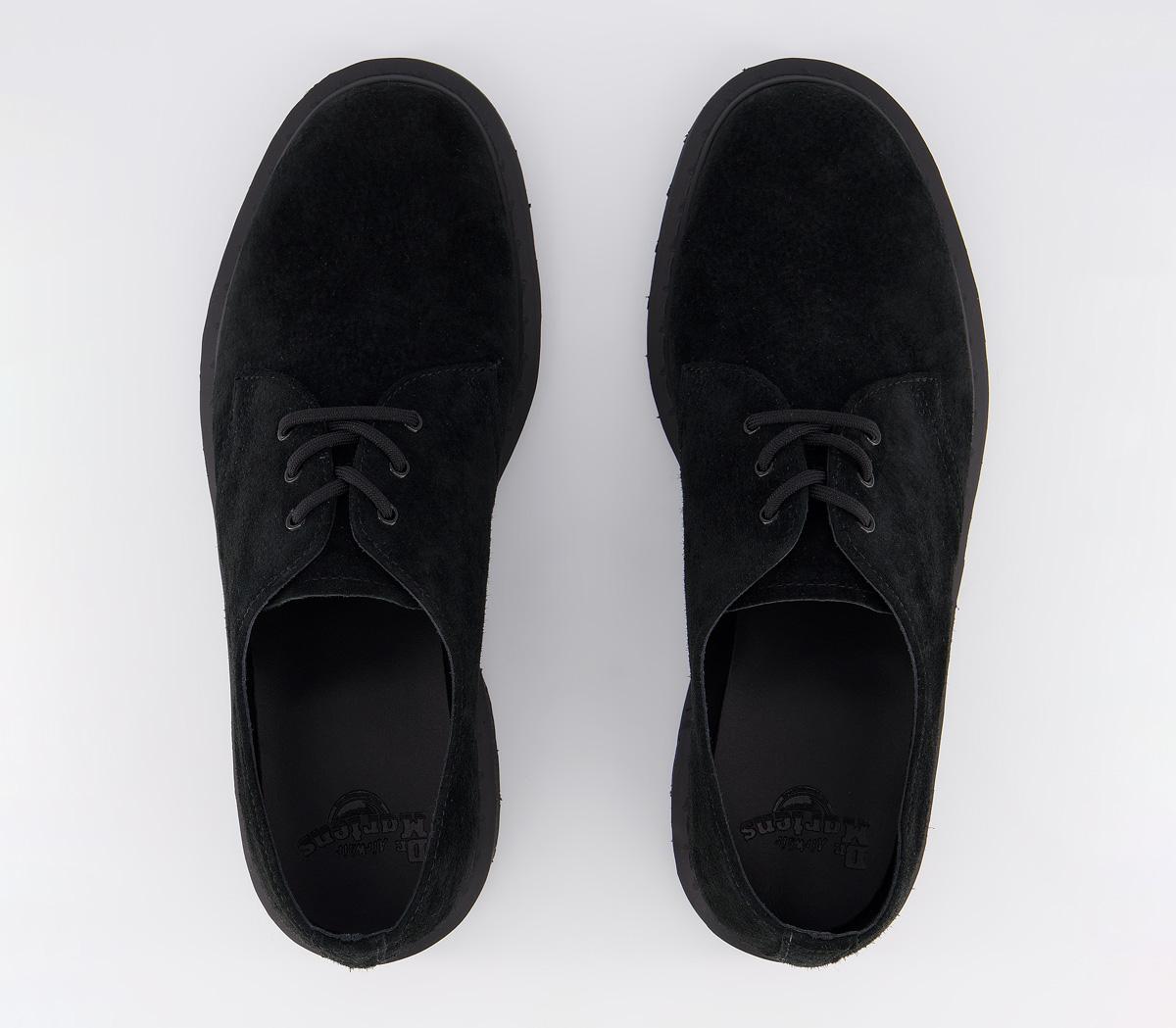 Dr. Martens Dm 3 Eye Lace Shoes Black Mono Buck - Men’s Smart Shoes