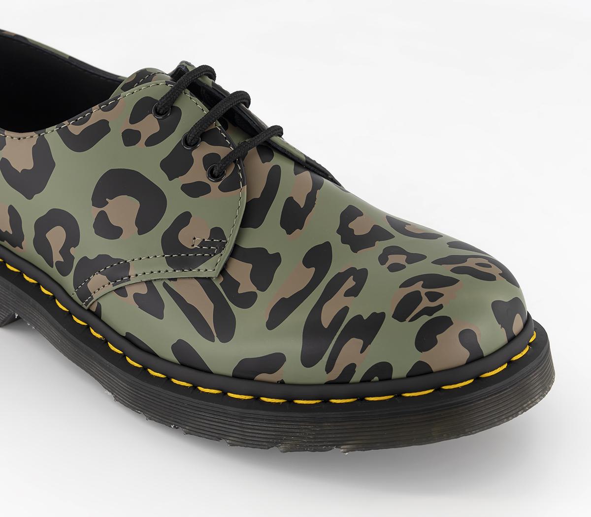 Dr. Martens Dm 3 Eye Lace Shoes Distorted Leopard Khaki Green - Men’s ...