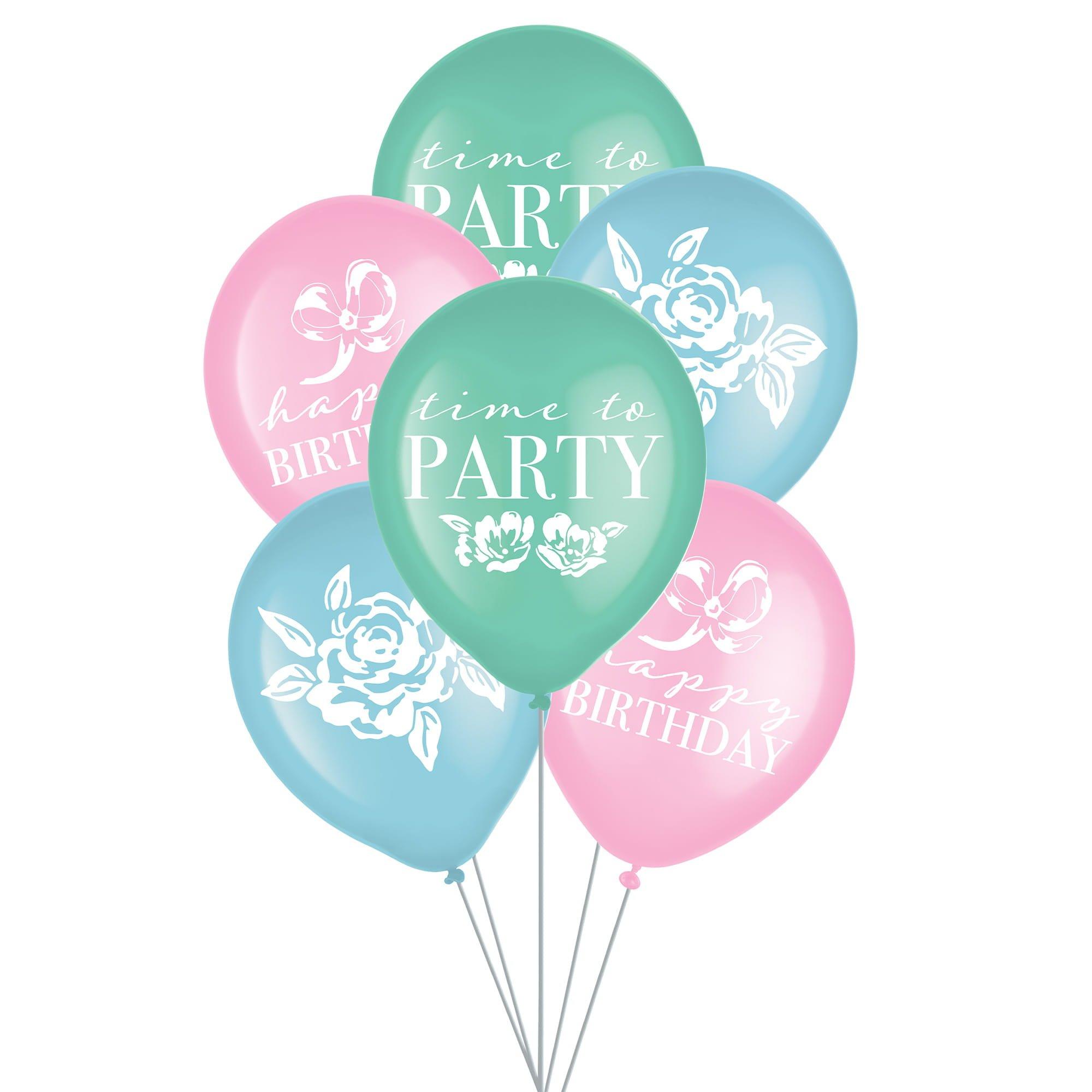 Ribbon and Rose Latex Balloons, 6pc | Party City