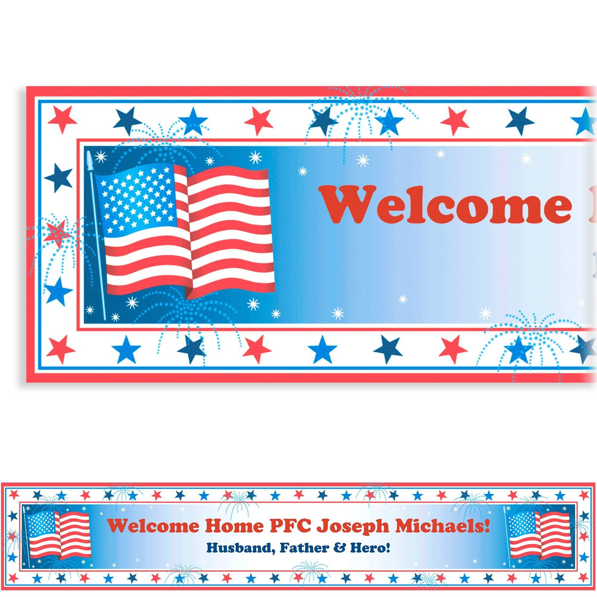 PartyCity Custom Star Spangled Banner Welcome Home Banner 6ft at ...