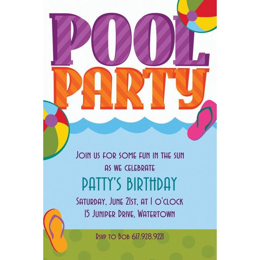 Pool Party Invitations Pool Party Invitations