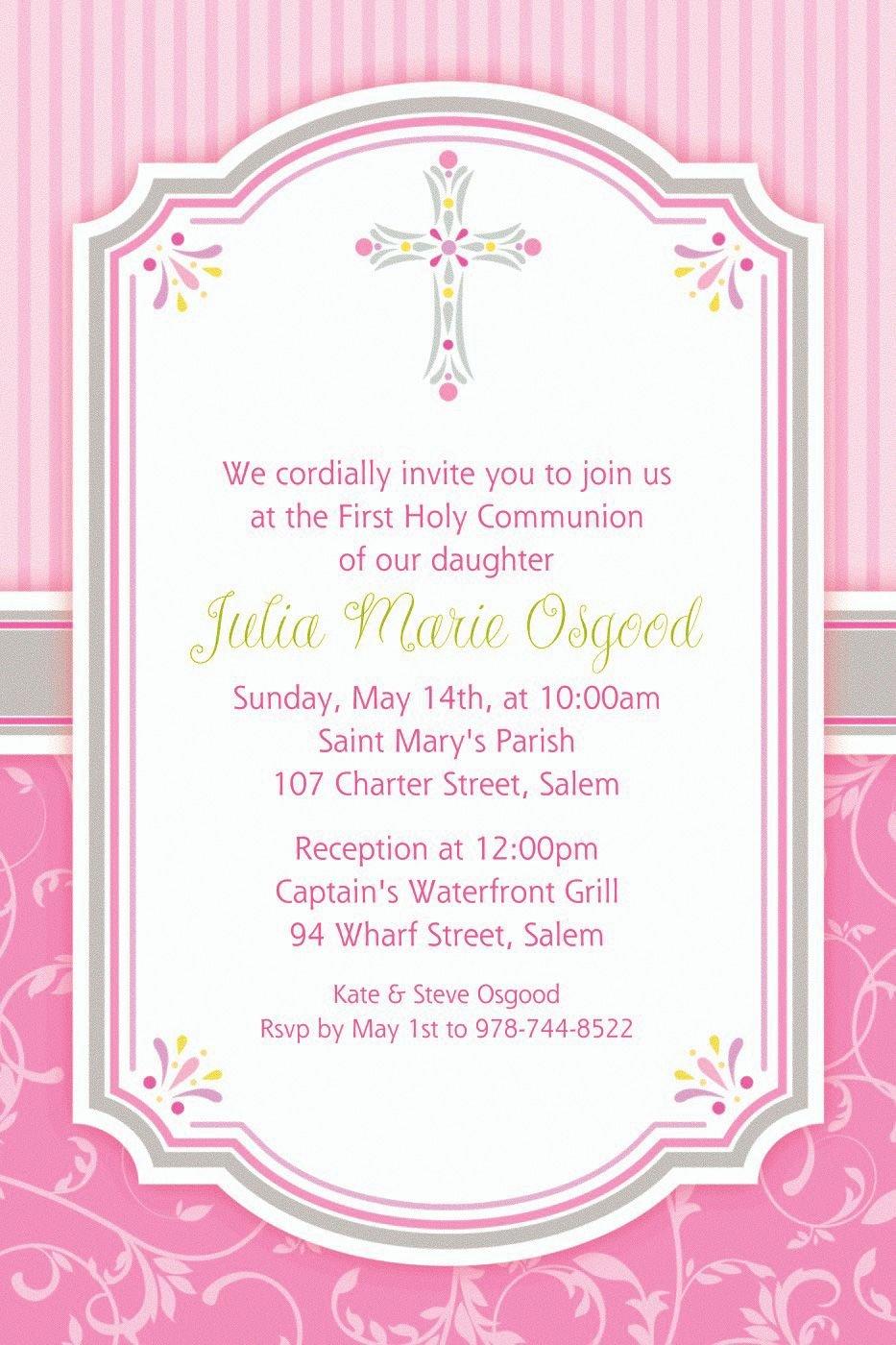 Custom Pink Communion Blessings Invitations | Party City