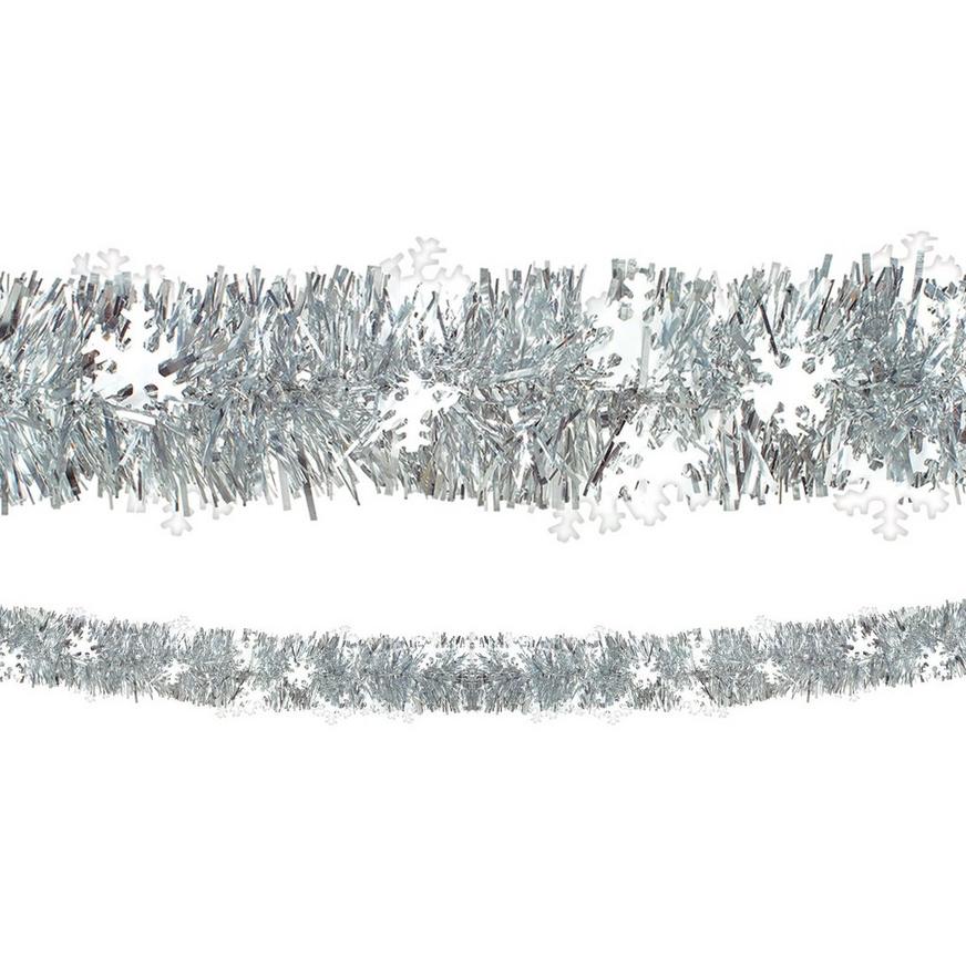 Snowflake Holiday Tinsel Boa Garland, 9ft | Party City Snowflake Holiday Tinsel Boa Garland, 9ft | Party City