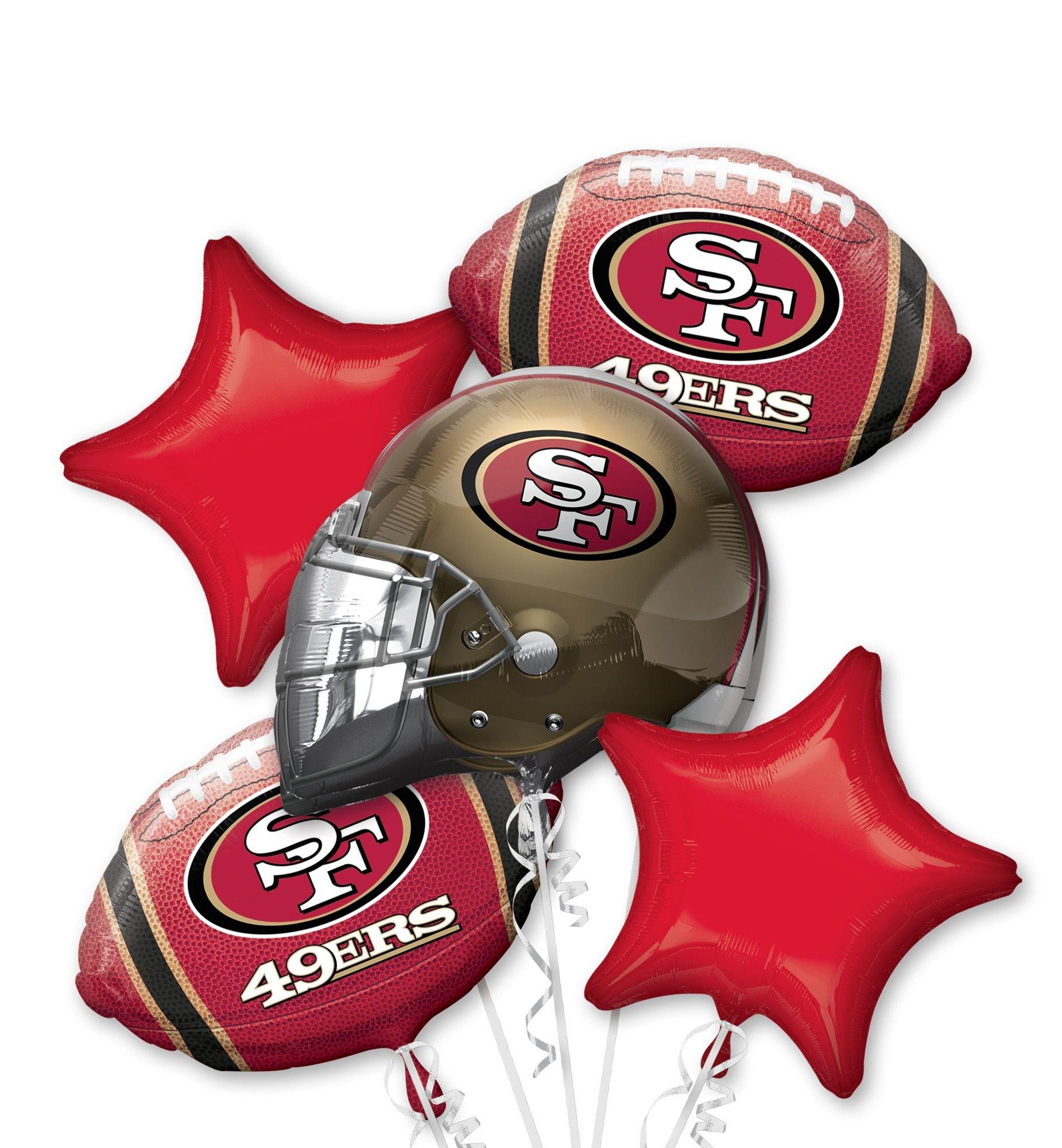 San Francisco 49ers Football Balloon Bouquet 5pc | Party City