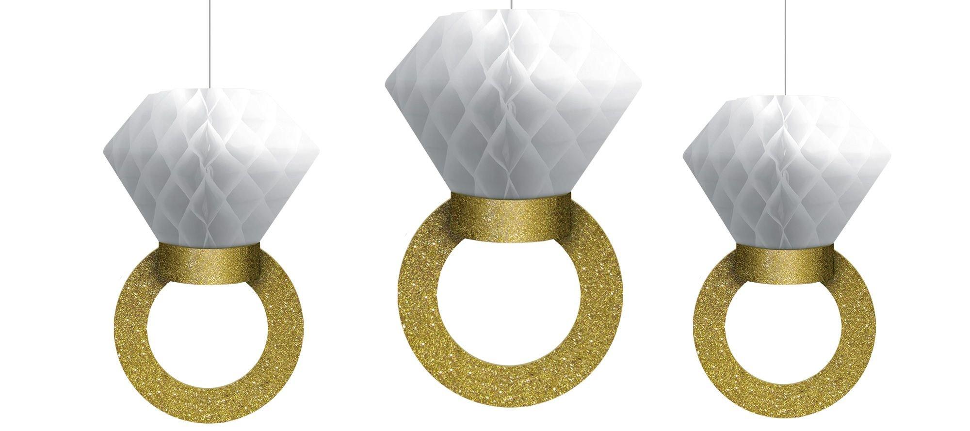 PartyCity Glitter Gold Diamond Ring Honeycomb Balls 3ct | Hamilton Place