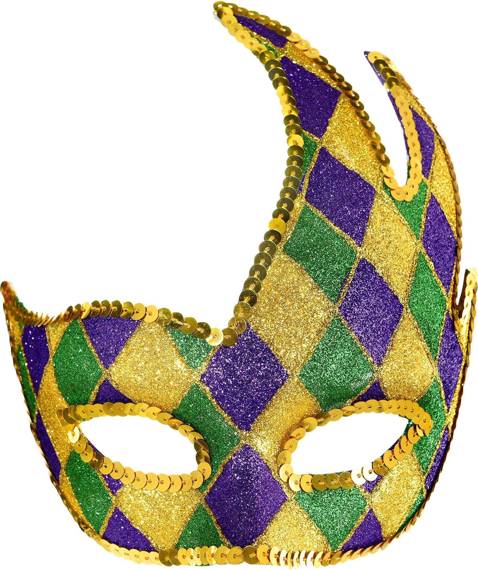 Glitter Harlequin Mardi Gras Party Masquerade Mask 6 1/2in x 8in ...