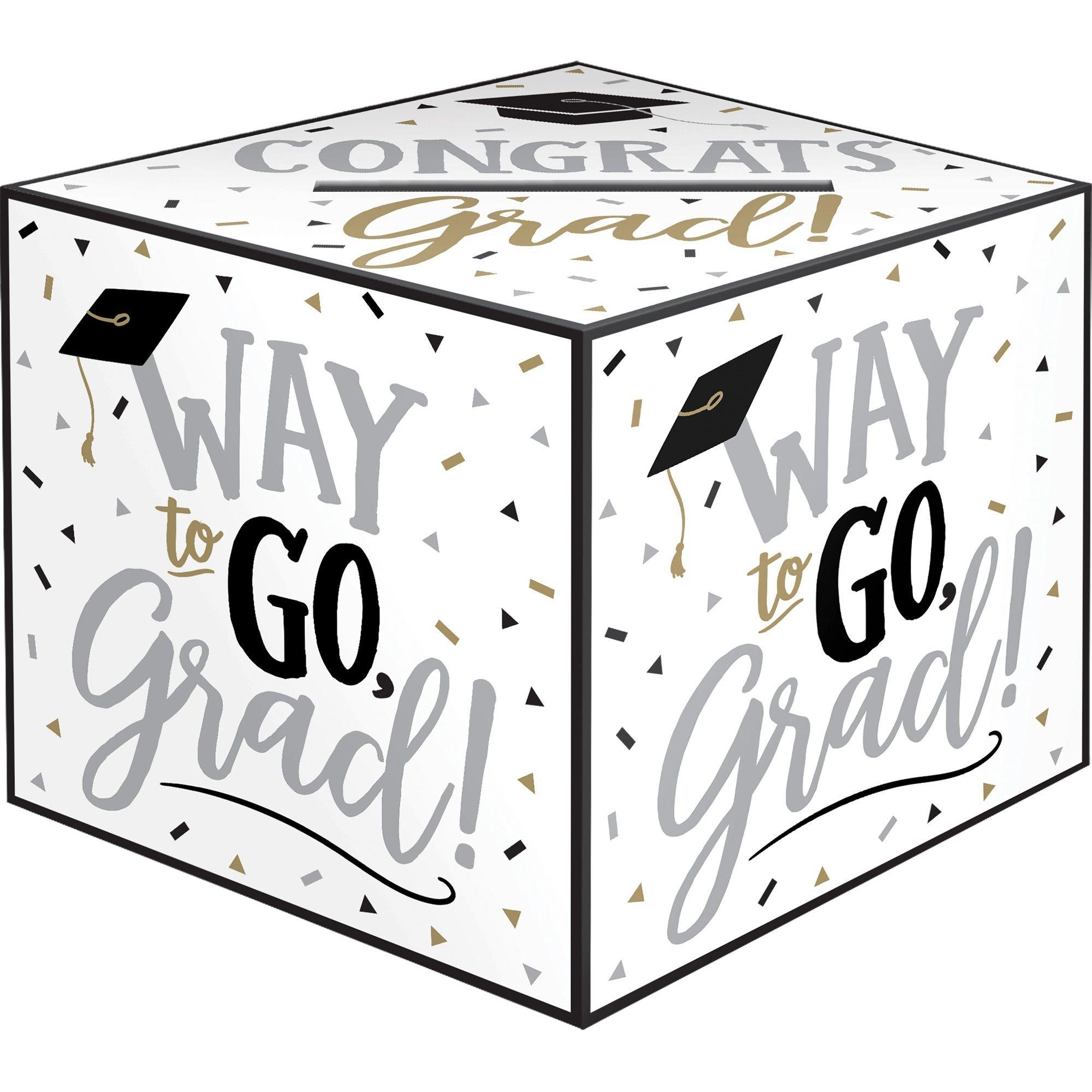 Black & White Way to Go Grad Card Holder Box 12in | Party City