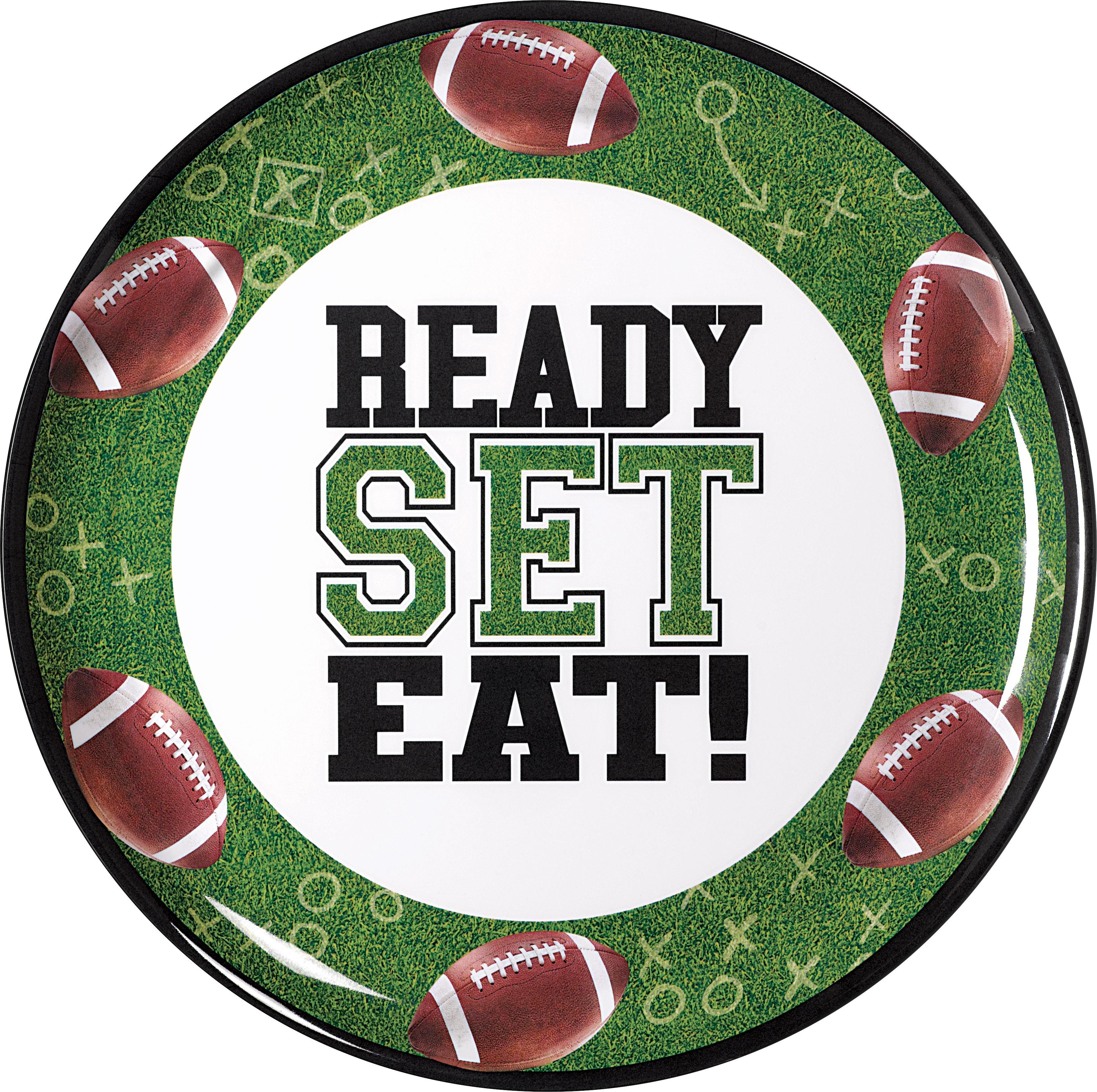 Go Fight Win Football Melamine Round Platter 13 1/2in | Party City