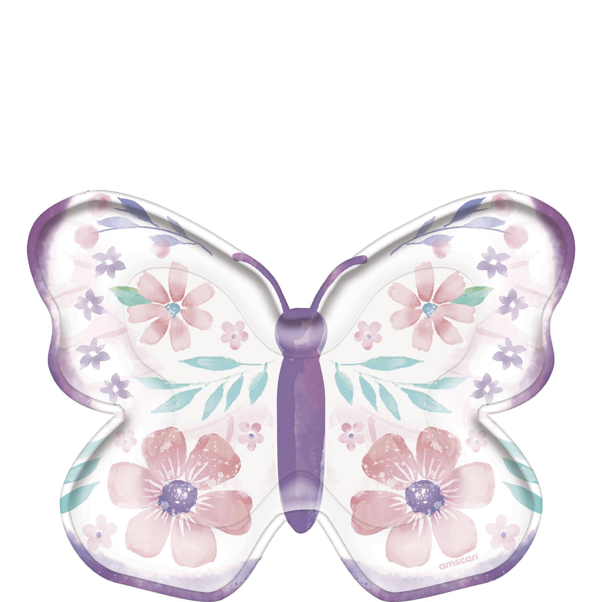 PartyCity Butterfly-Shaped Flutter Dessert Plates, 8.75in, 8ct ...