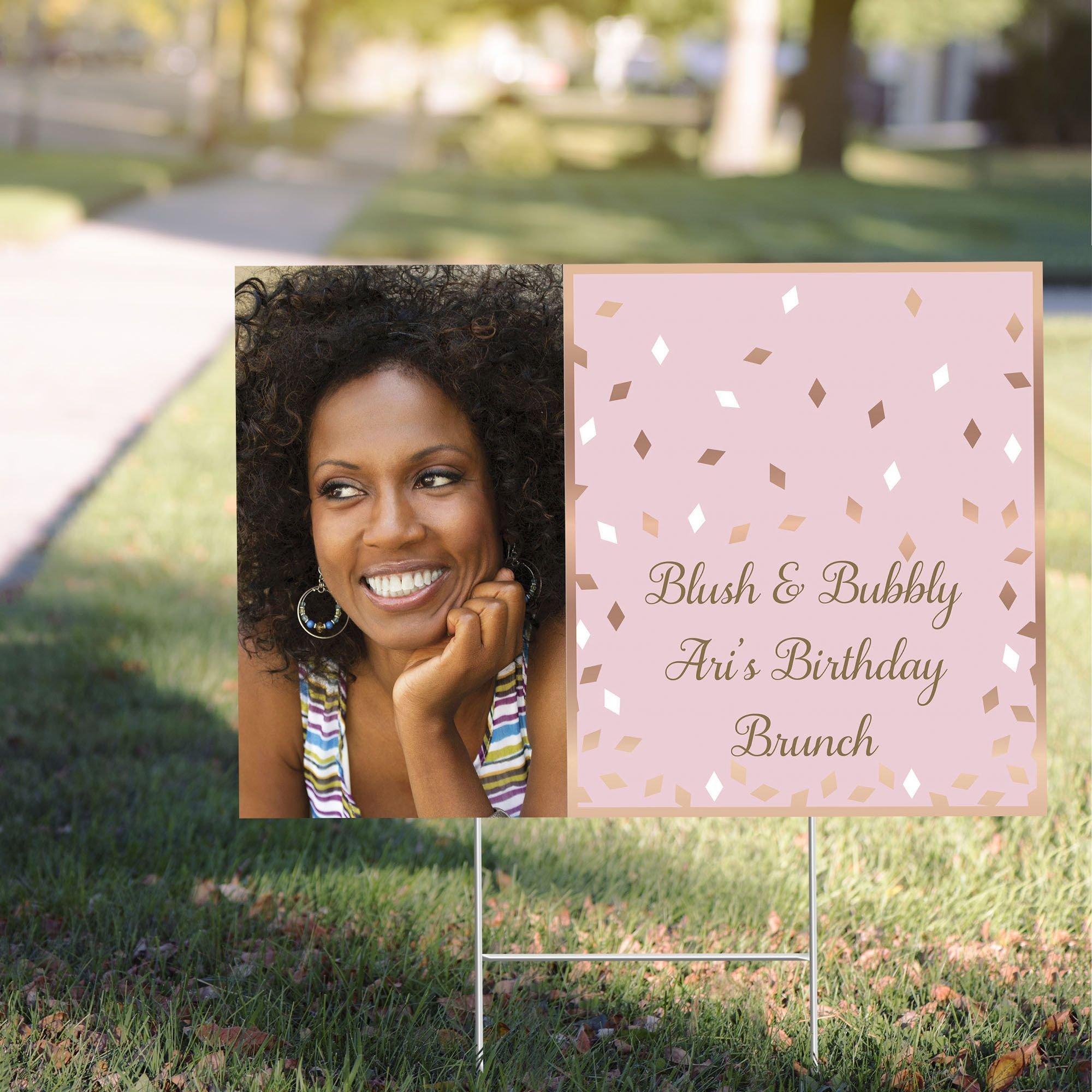PartyCity Custom Blush Birthday Photo Yard Sign | Hamilton Place