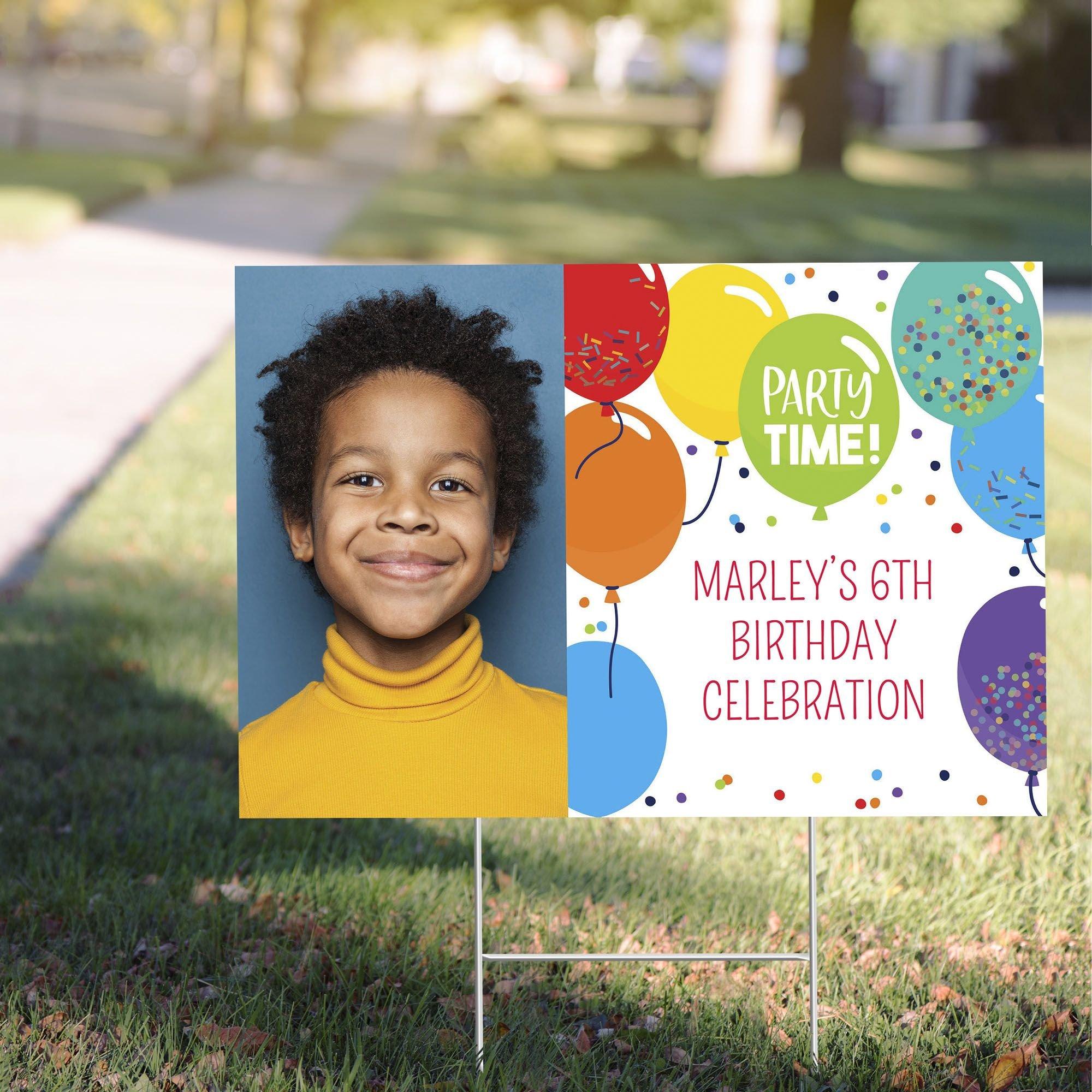 PartyCity Custom Balloon Birthday Celebration Photo Yard Sign ...
