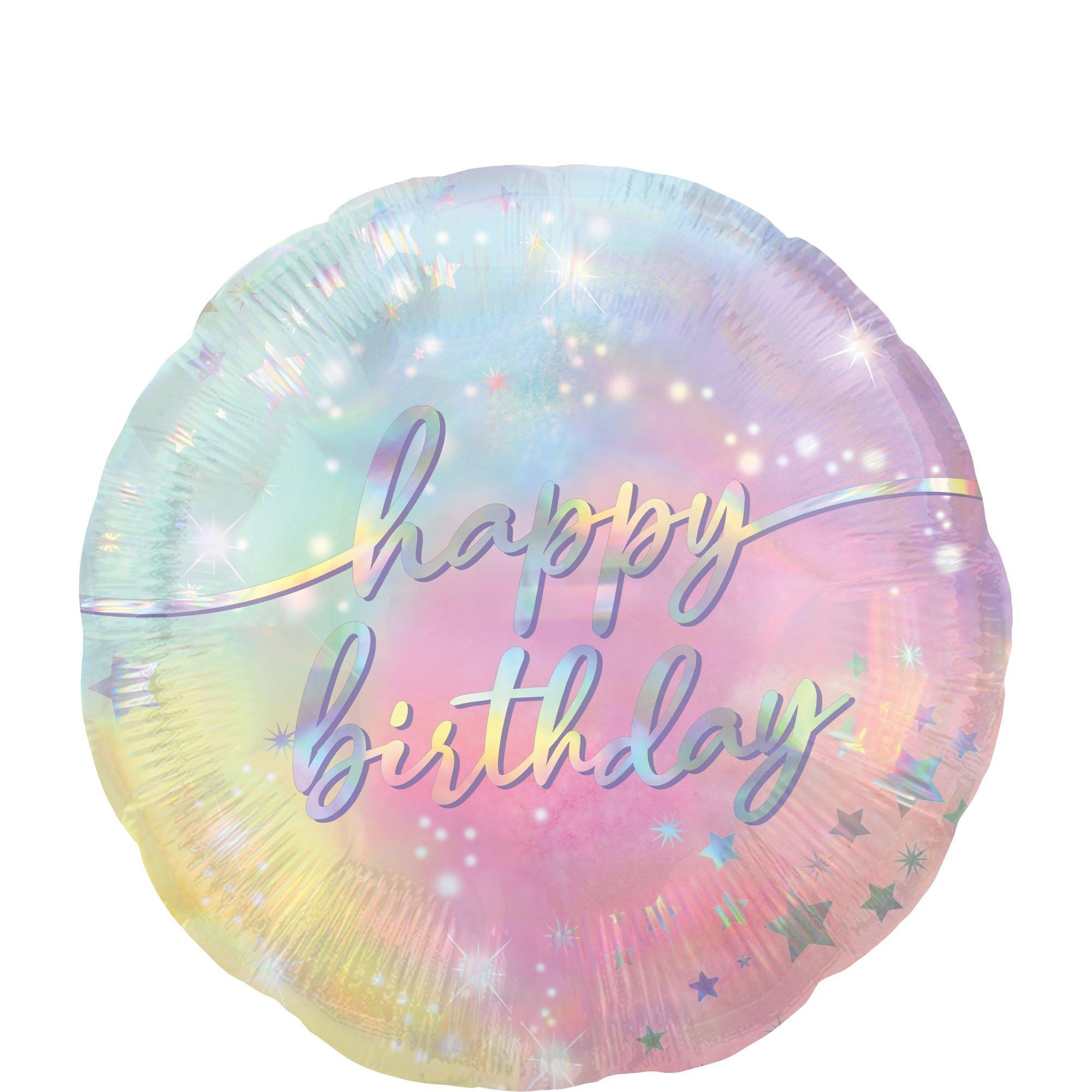 Iridescent Luminous Happy Birthday Foil Balloon 18in Party City