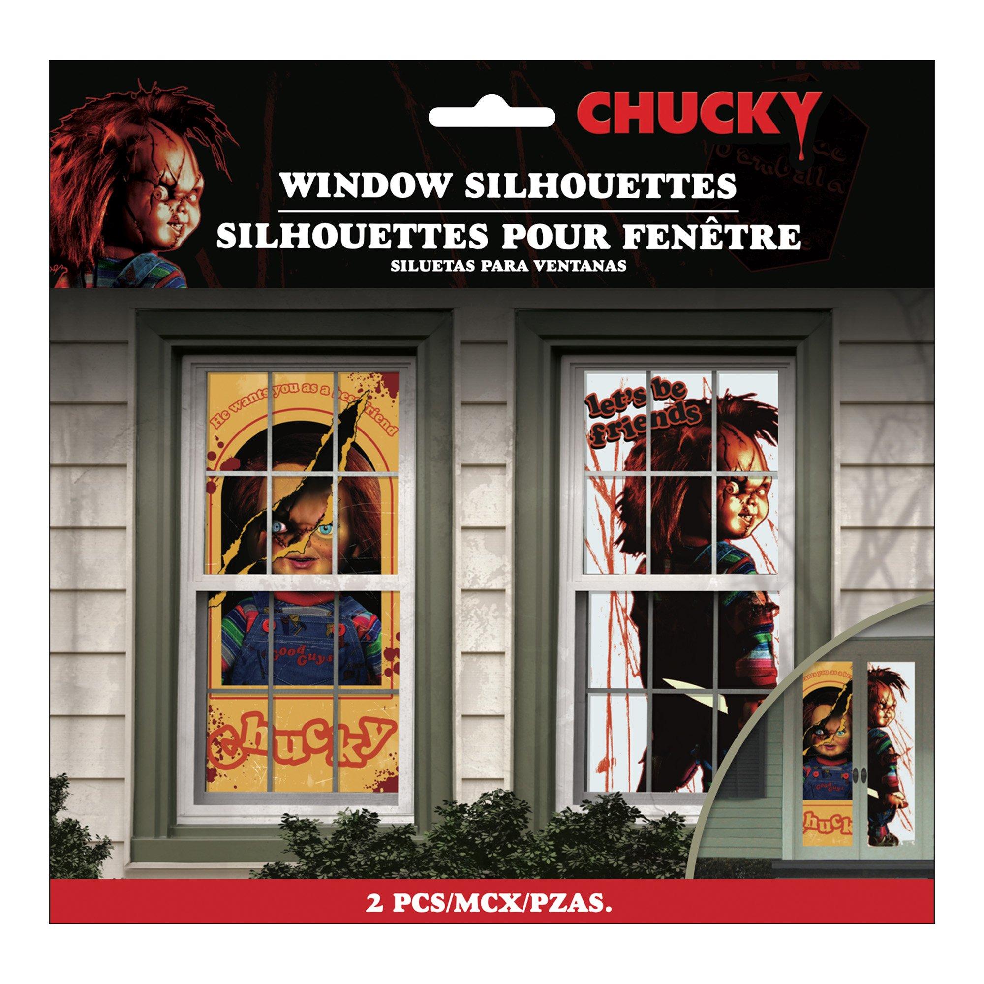 PartyCity Chucky Plastic Window Silhouette Scene Setters, 2.8ft x 5.4ft ...
