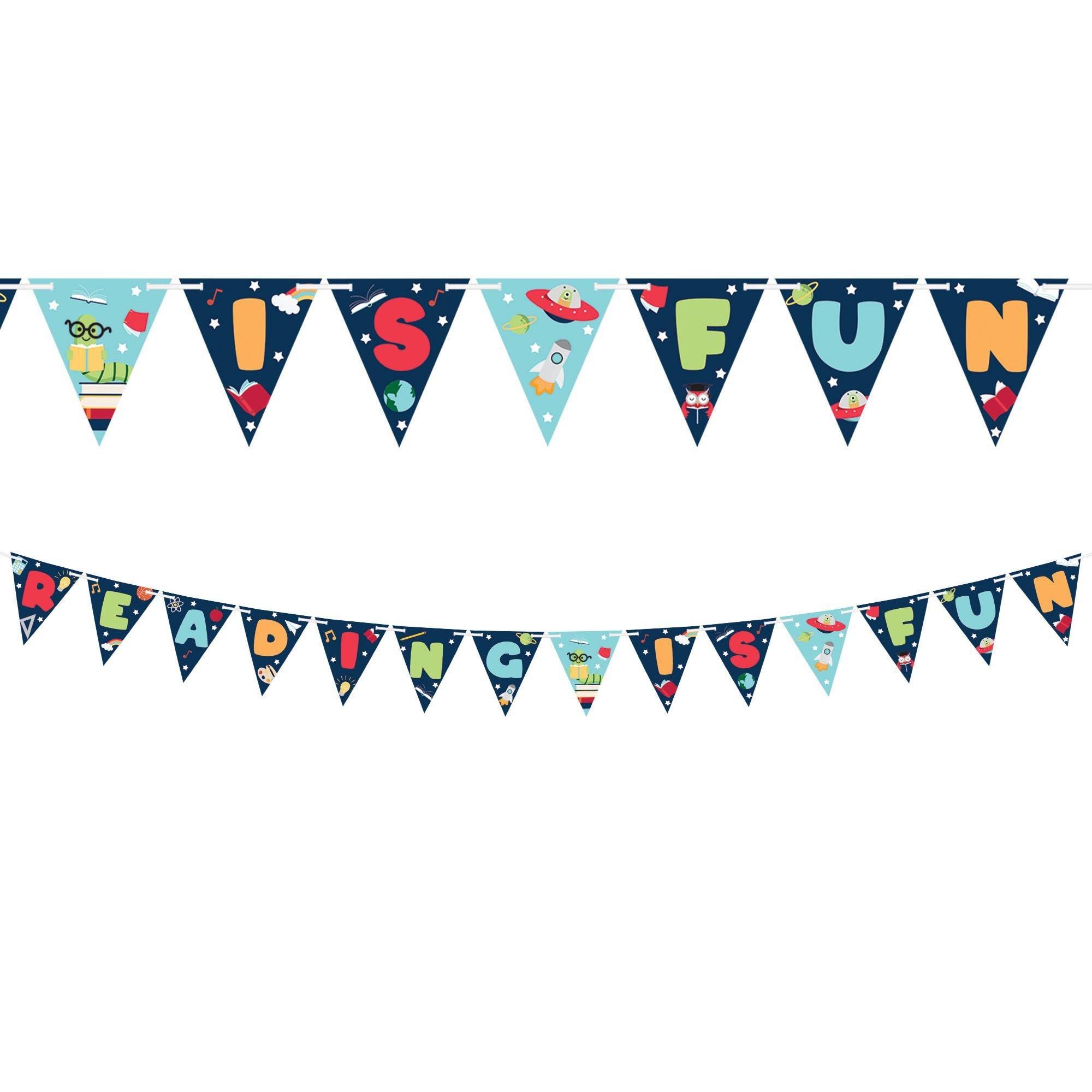 Reading Is Fun Paper Pennant Banner, 12ft - National Read Across ...