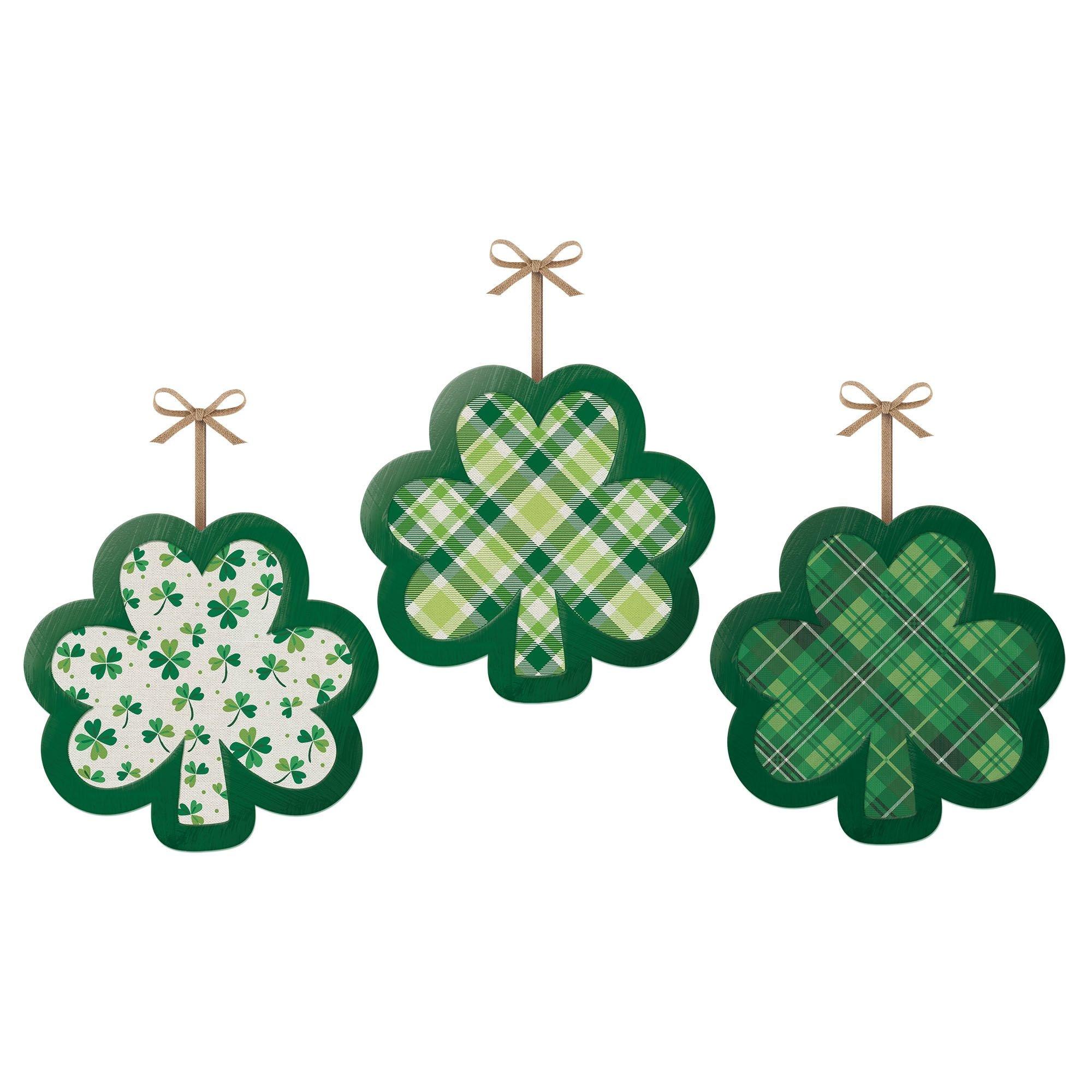 St. Patrick's Day Shamrock Fabric & Fiberboard Signs, 7.5in x 7.1in ...