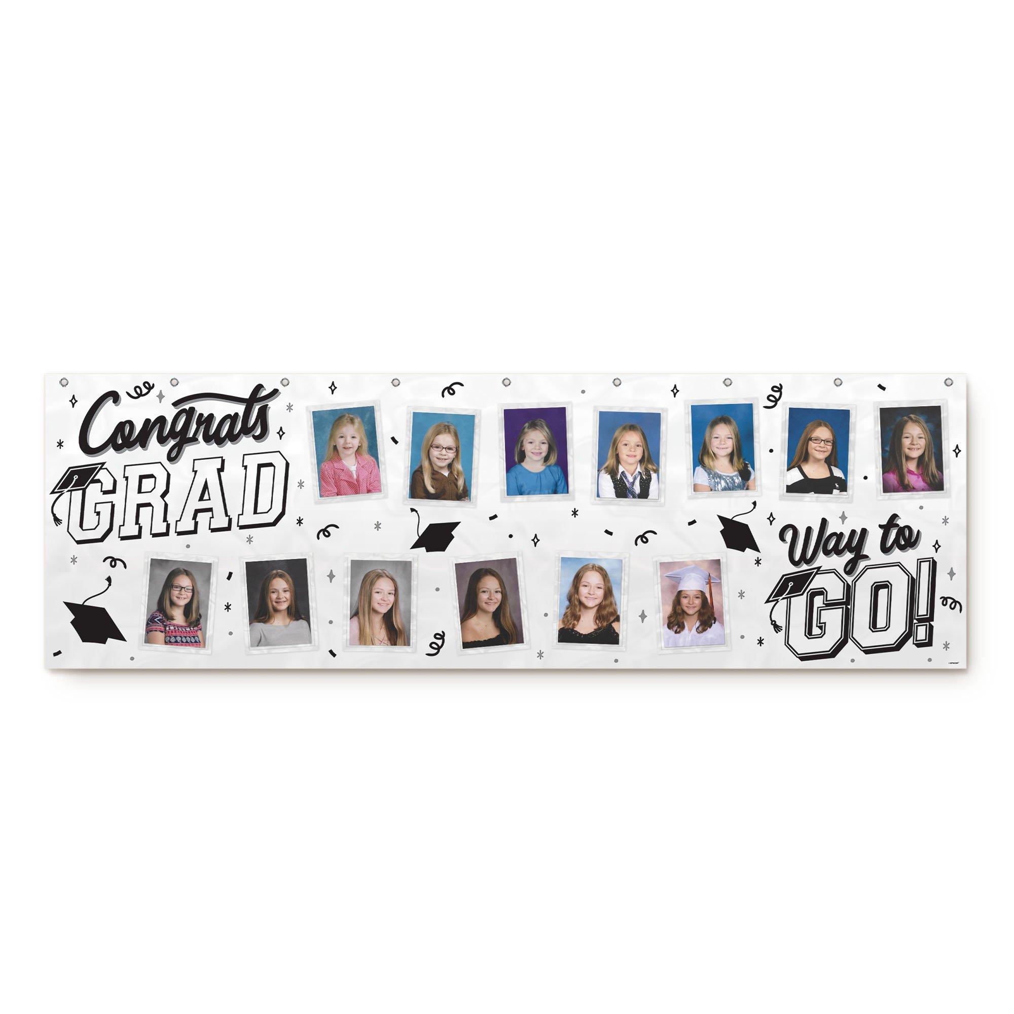 PartyCity Customizable Congrats Grad Vinyl Photo Horizontal Banner ...
