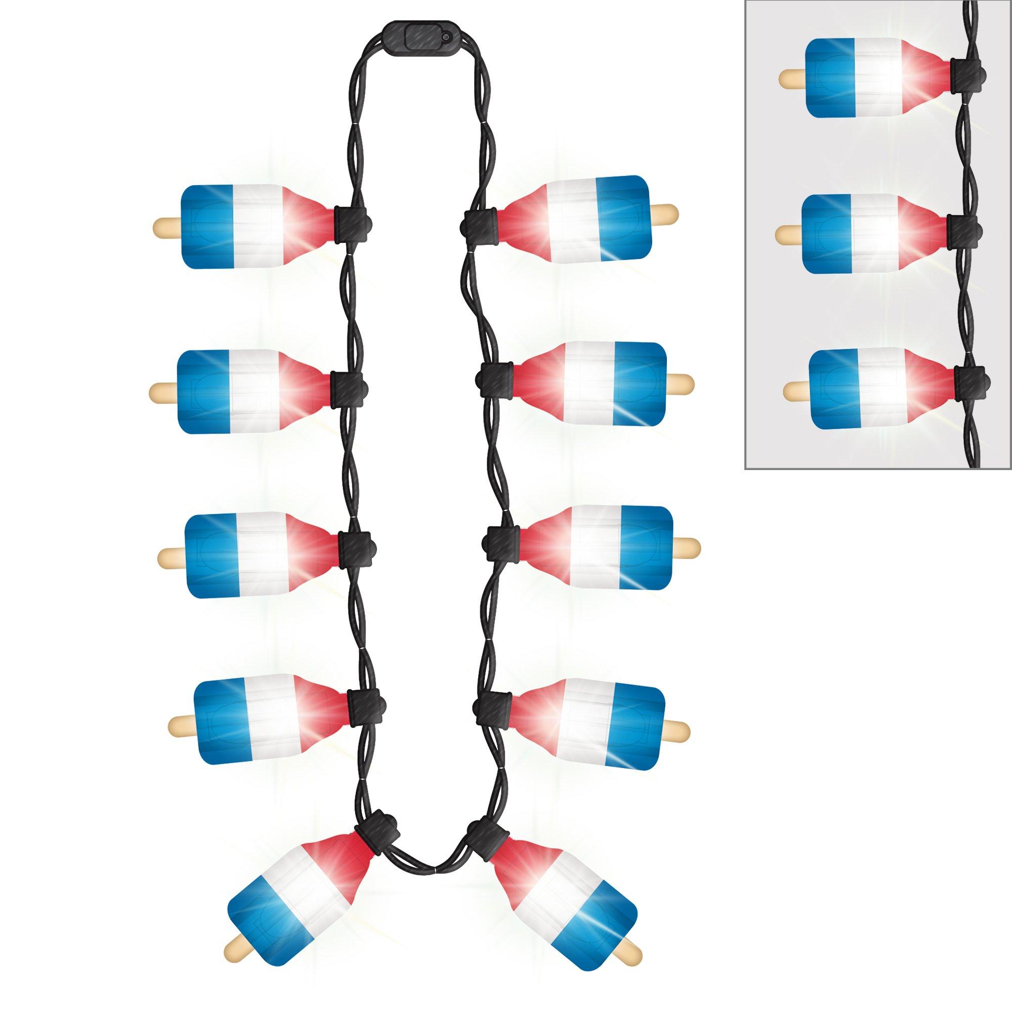 PartyCity Light-Up LED Patriotic Red, White & Blue Star Necklace ...
