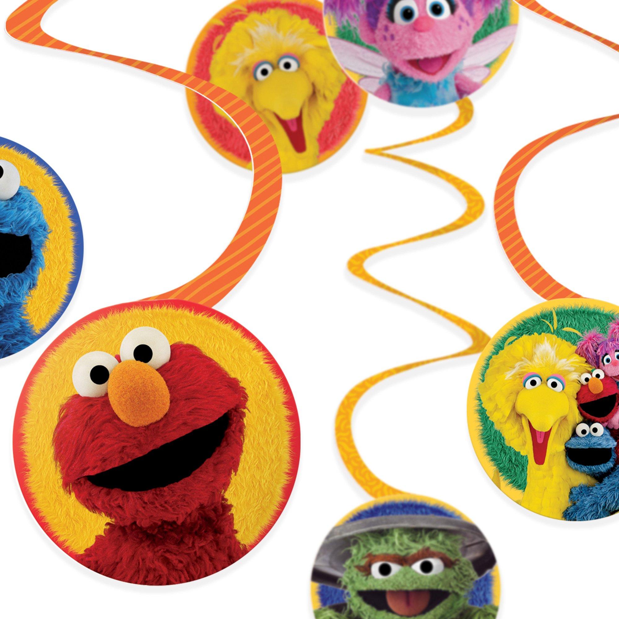 PartyCity Everyday Sesame Street Cardstock Swirl Decorations, 12ct ...