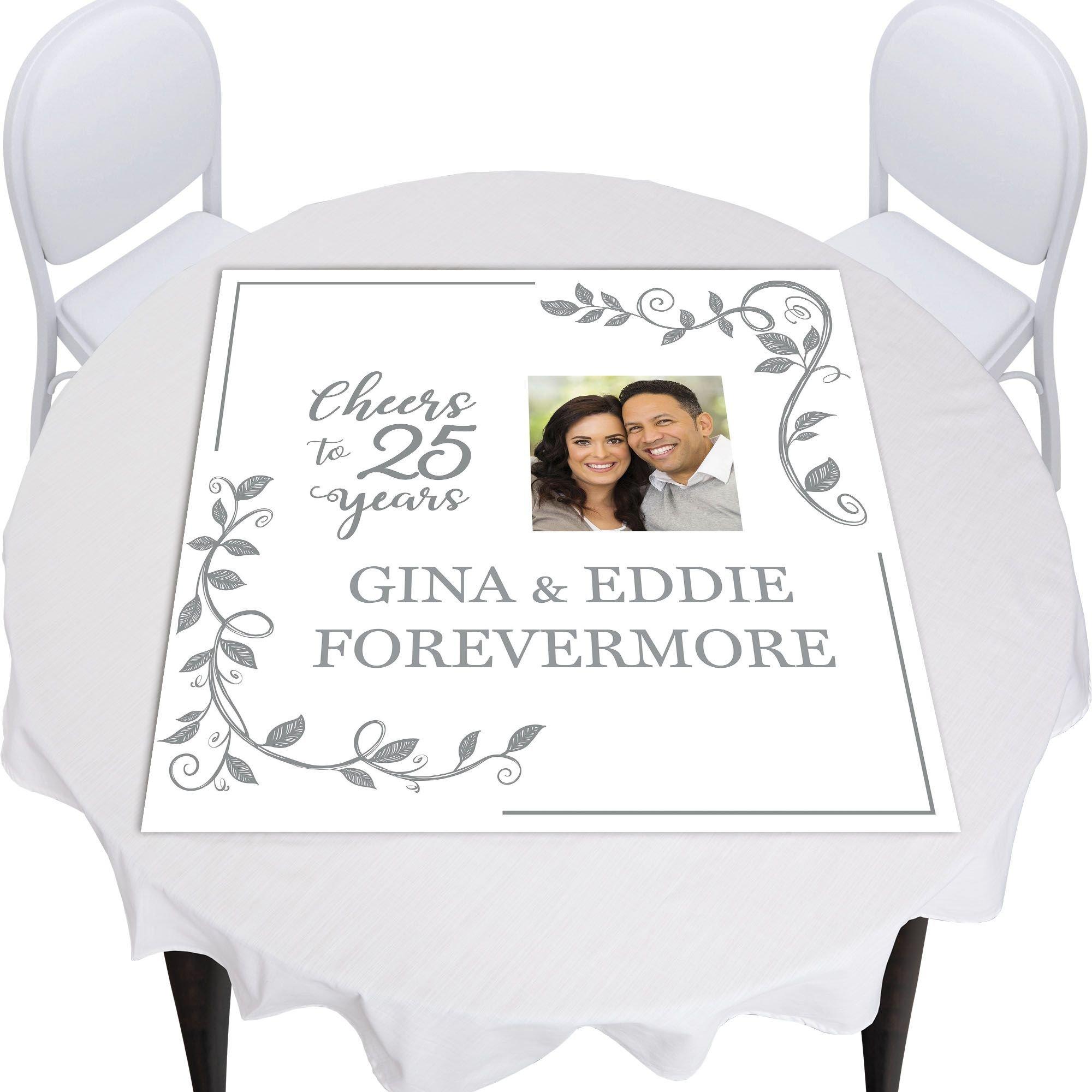PartyCity Custom Silver 25th Anniversary Vinyl Photo Square Table ...