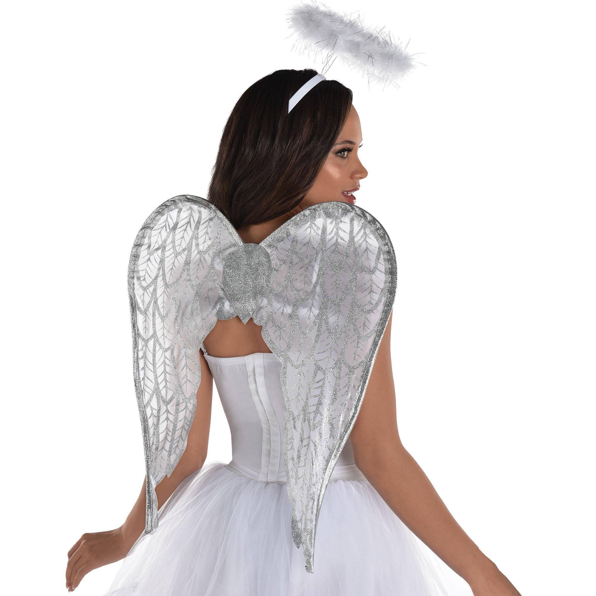 Adult Glitter White Angel Costume Accessory Kit | Party City