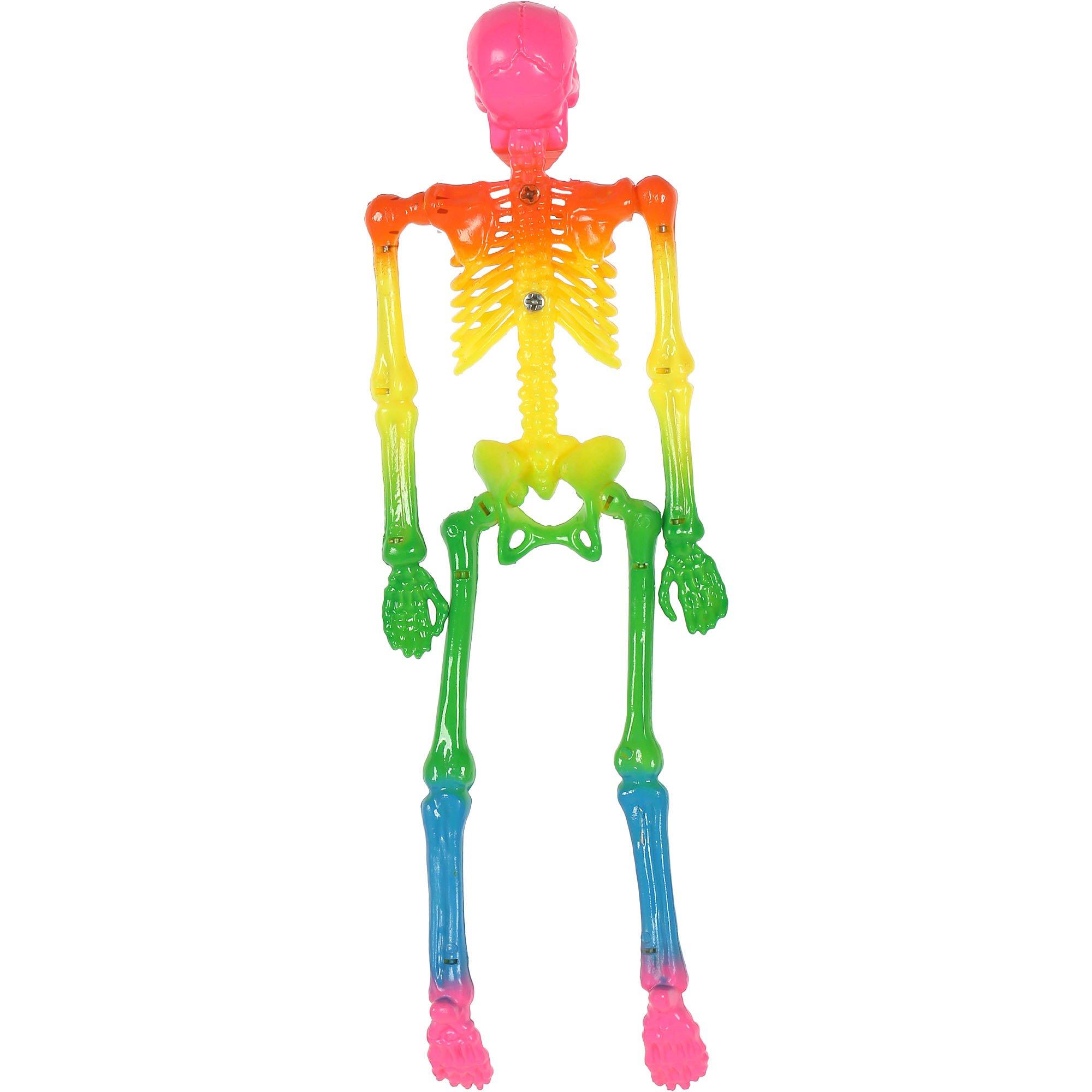 PartyCity Mini Rainbow Poseable Plastic Hanging Skeleton, 8in ...