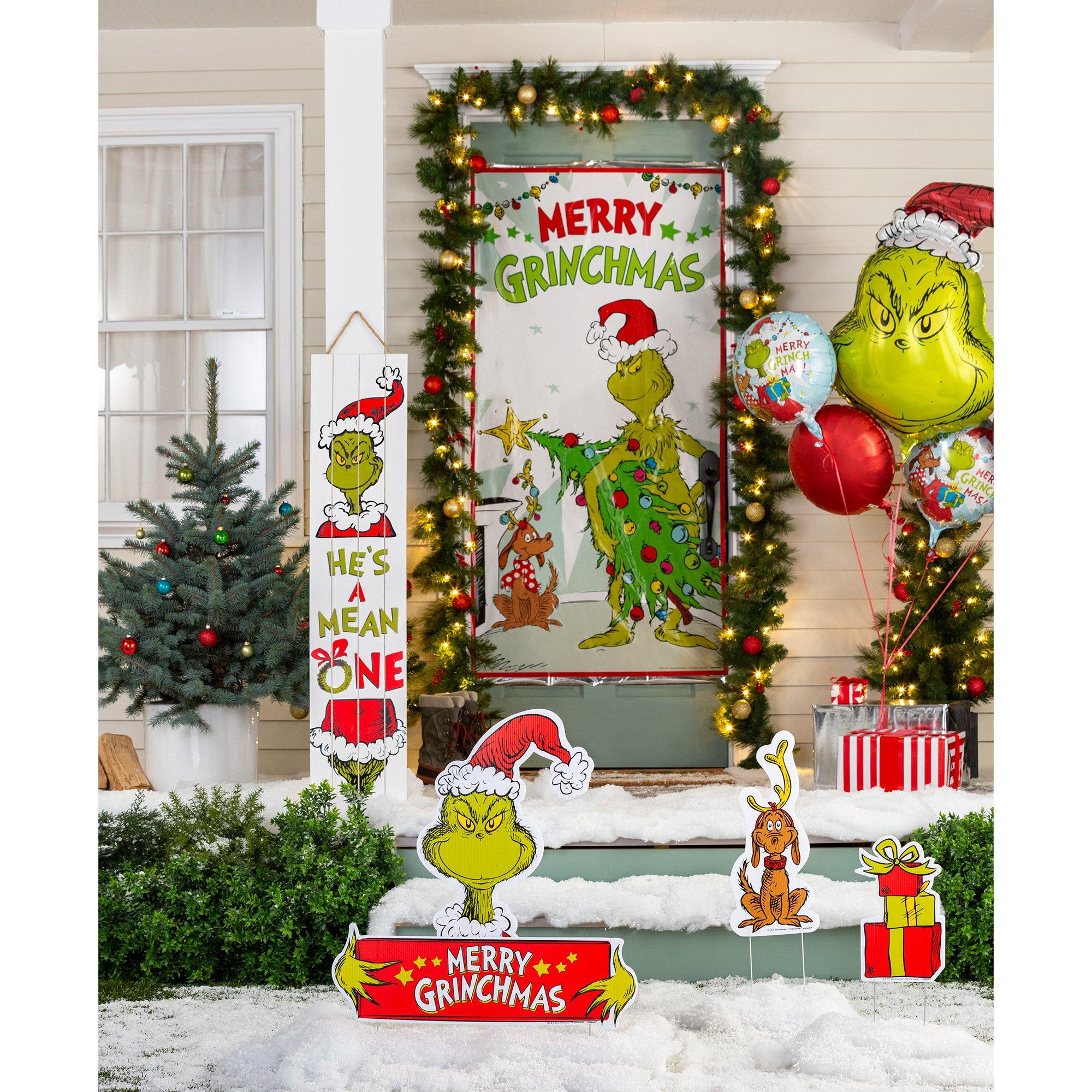 PartyCity Smiling Grinch Head Foil Balloon, 26in x 29in - Dr. Seuss How ...