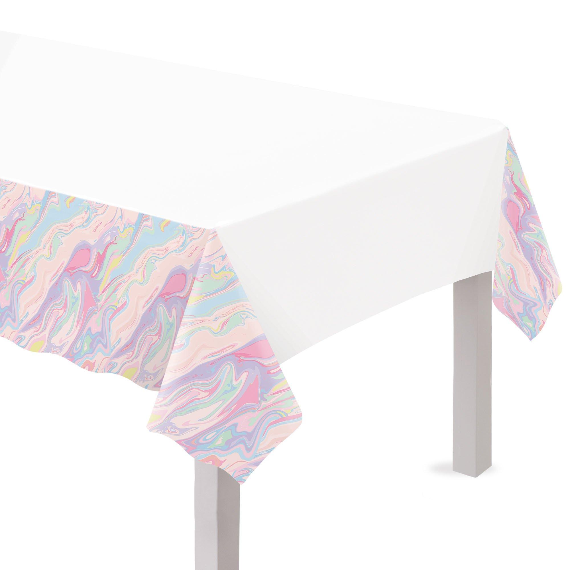 PartyCity Rainbow Terrazzo Plastic Table Cover, 54in x 102in | Hamilton ...