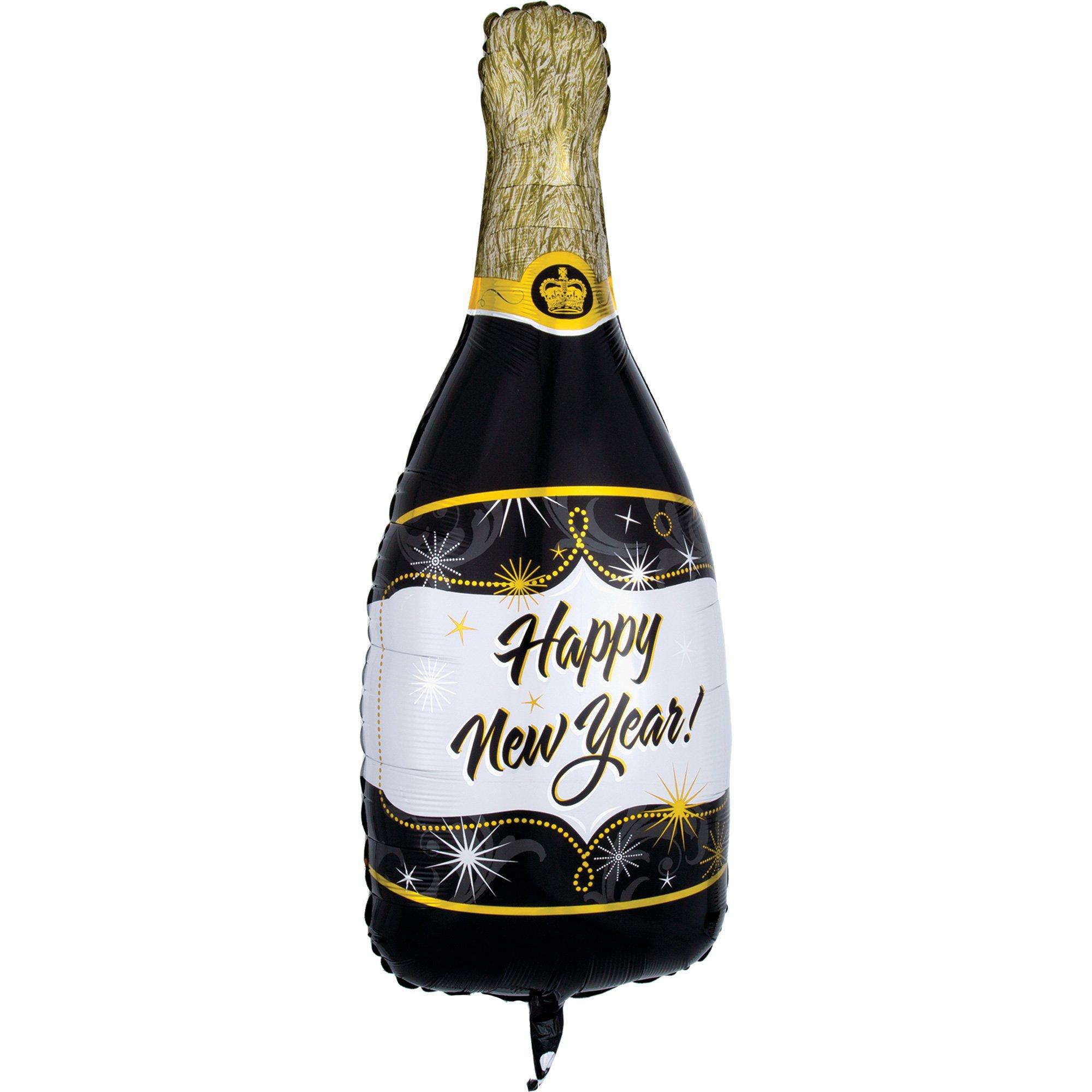 PartyCity Happy New Year Bottle-Shaped Foil Balloon, 14in x 36in - New ...