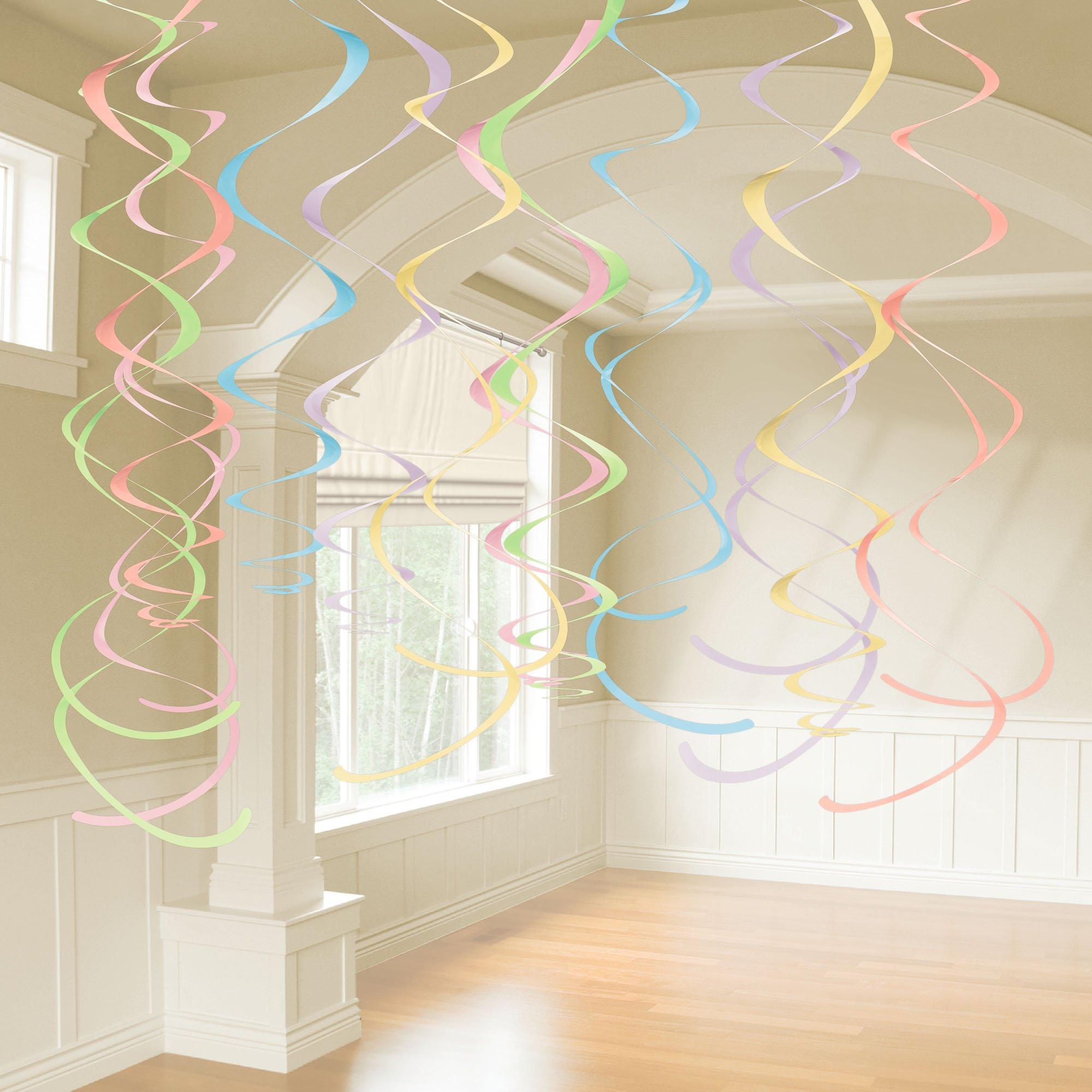 Pastel Star Plastic Swirl Decorations, 22in, 12ct | Party City