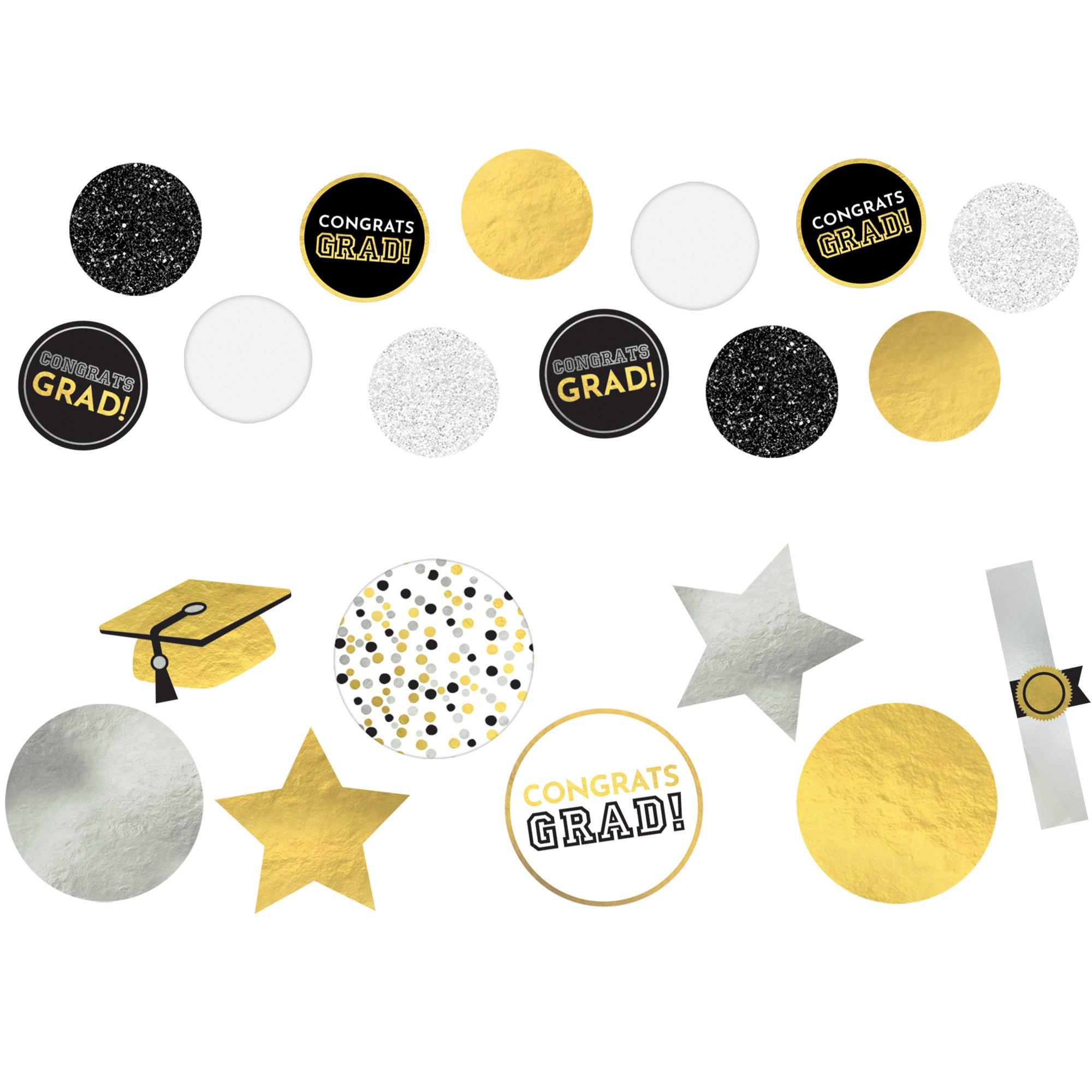 PartyCity Giant Black, Silver, & Gold Graduation Confetti, 48pc ...