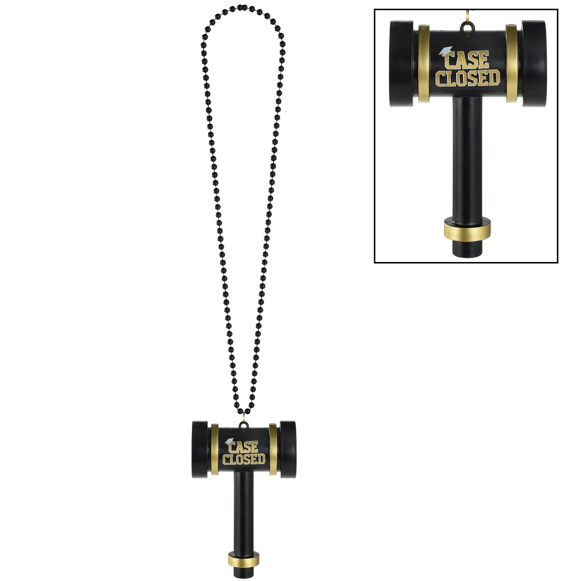 Black & Gold Law School Grad Gavel Bead Necklace, 22in | Party City