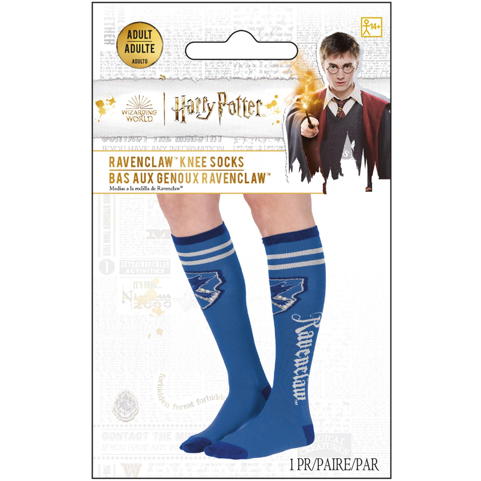 PartyCity Adult Blue & Gray Ravenclaw Knee-High Socks - Harry Potter ...