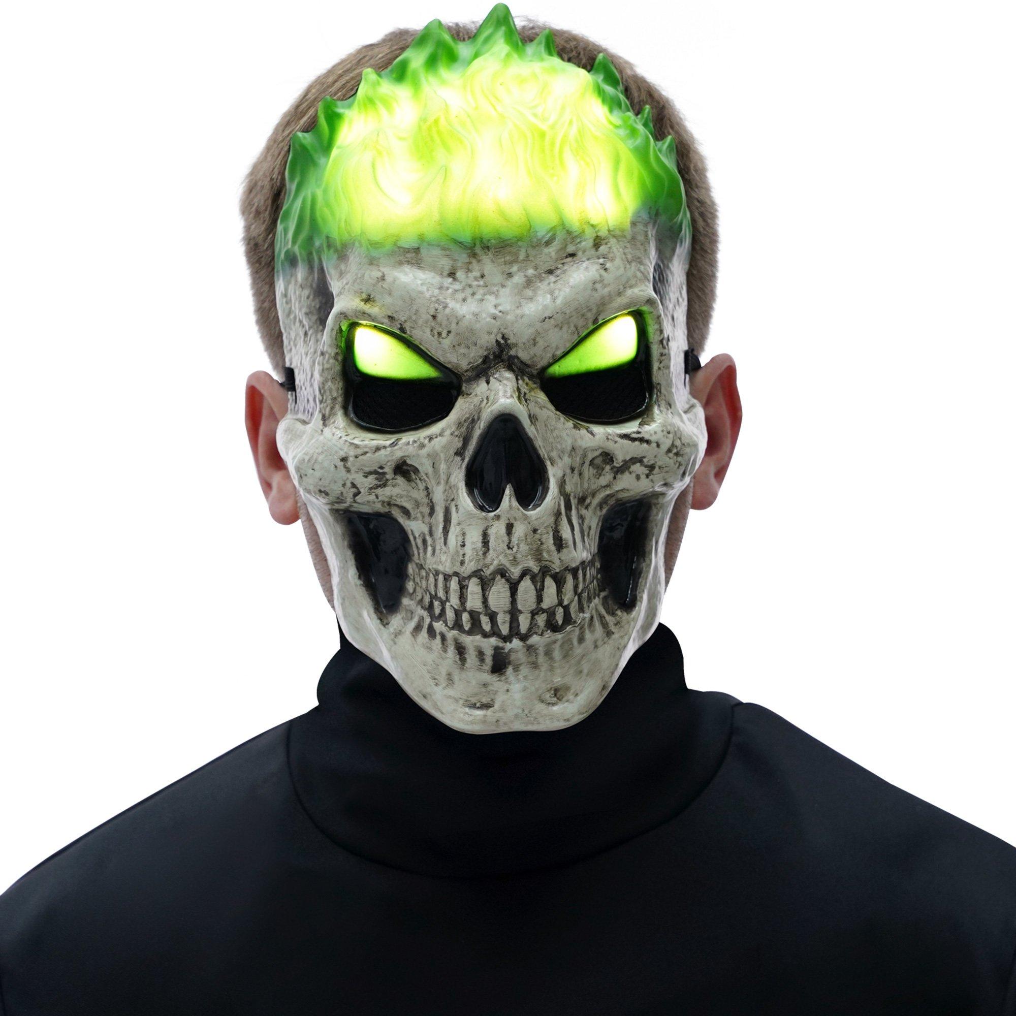 PartyCity Adult Light-Up Green Inferno Skull Mask | Hamilton Place