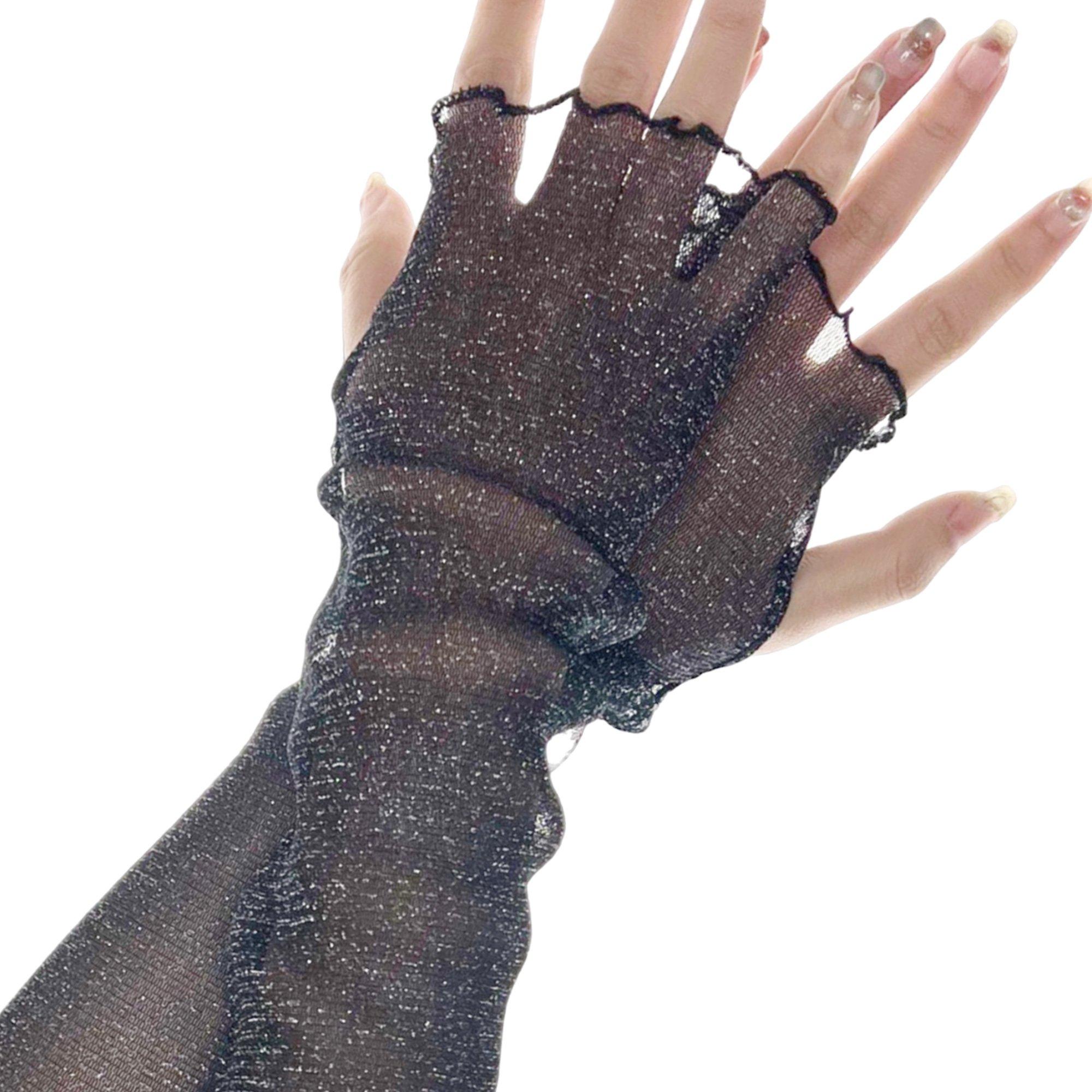 Shimmer Sheer Mesh Fingerless Gloves | Party City
