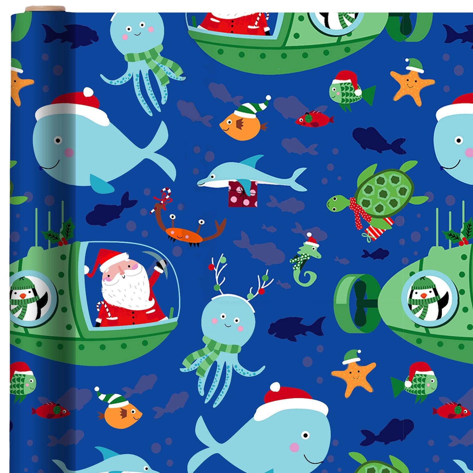 Blue Holiday Wrapping Paper