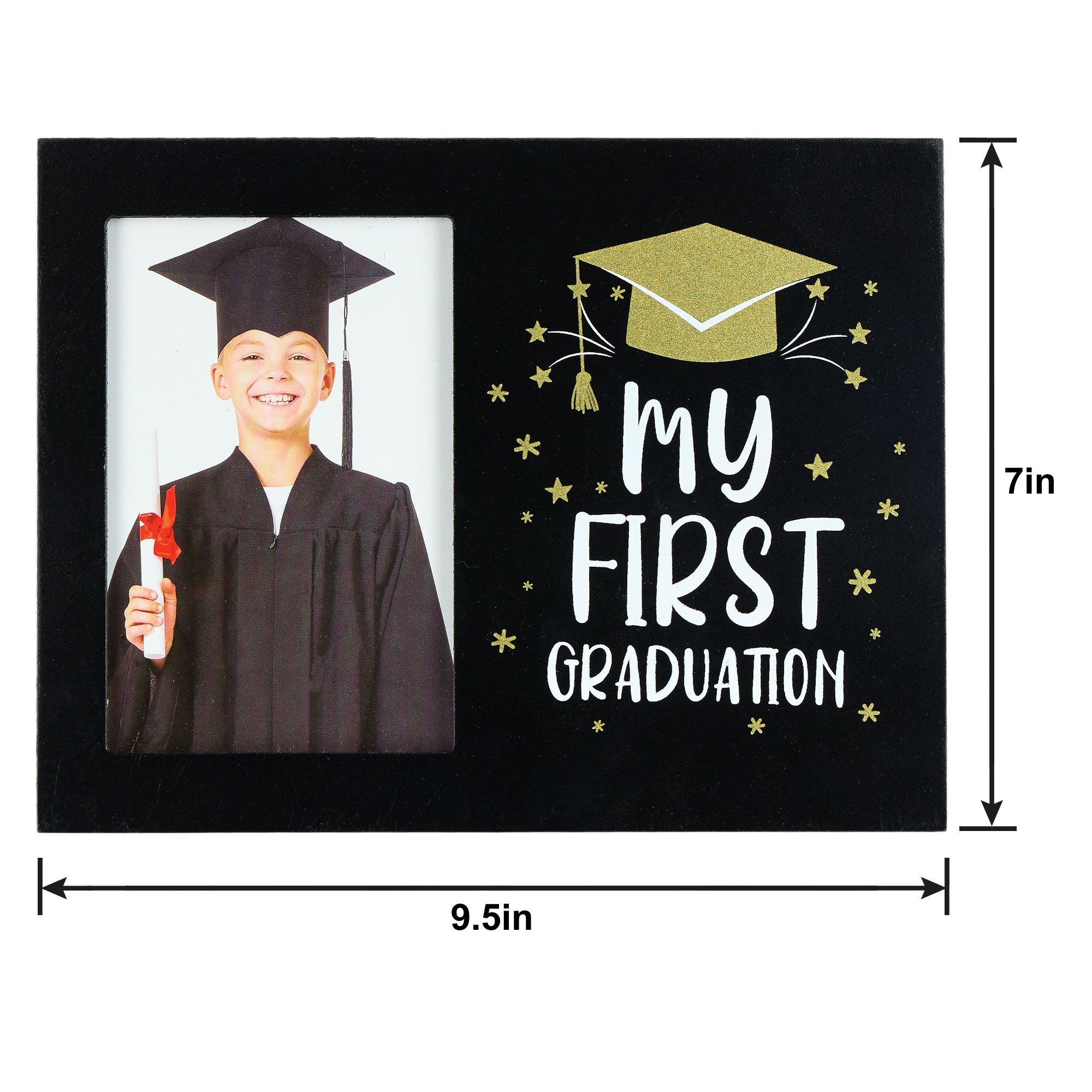 PartyCity Black & Gold My First Graduation MDF Picture Frame, 9.44in x ...