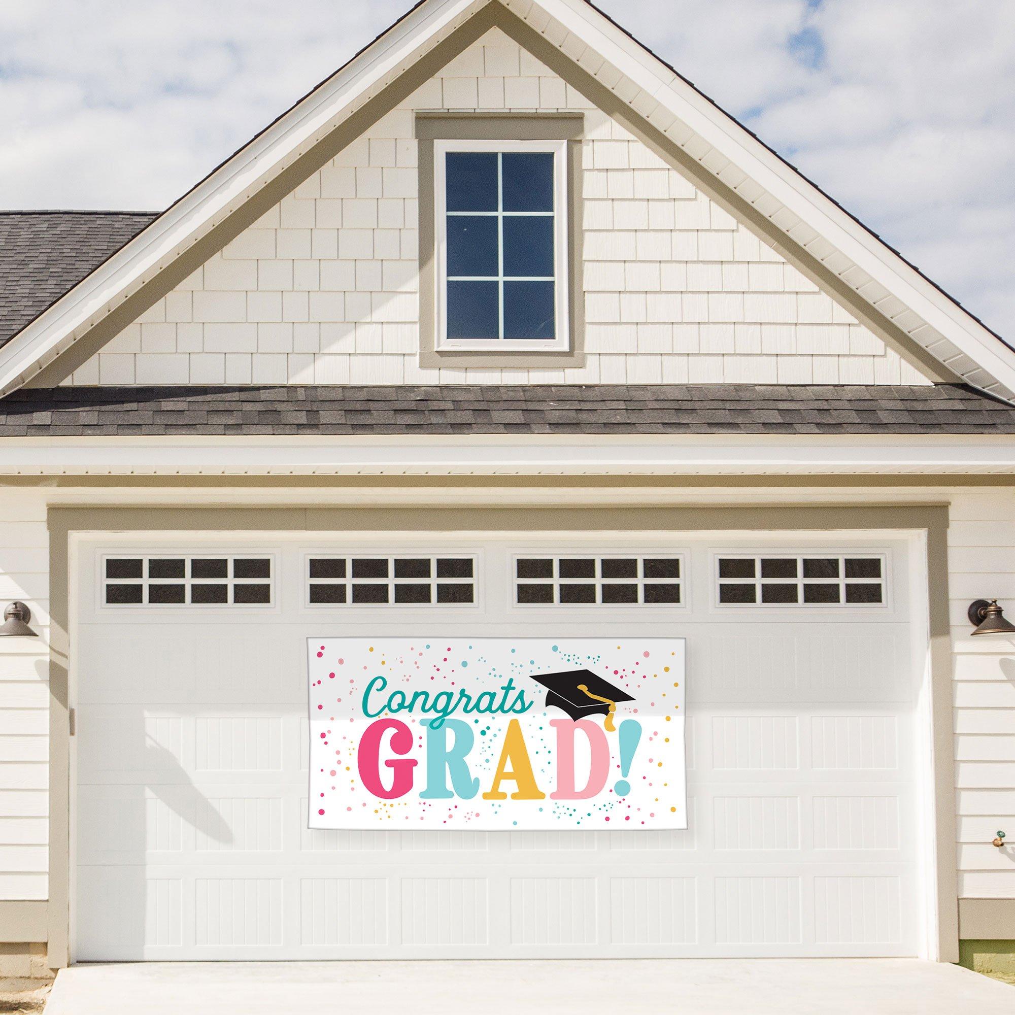 PartyCity Festive Green Congrats Grad Plastic Horizontal Banner, 5.41ft ...