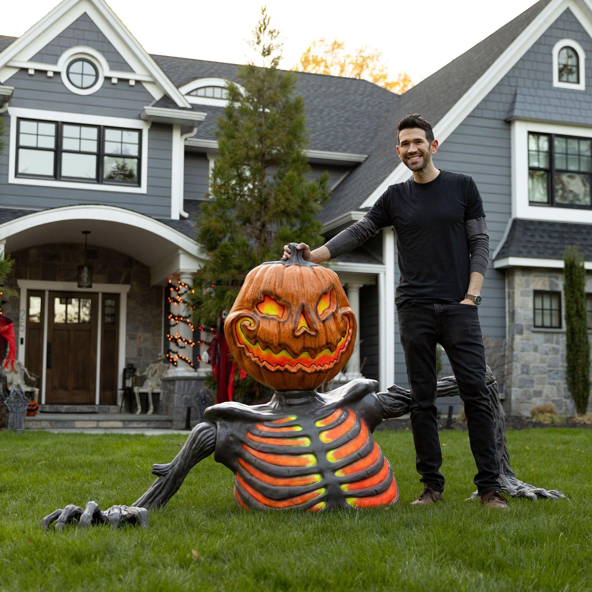 PartyCity Embers the Pumpkin Skeleton Black Light Reactive Ground ...