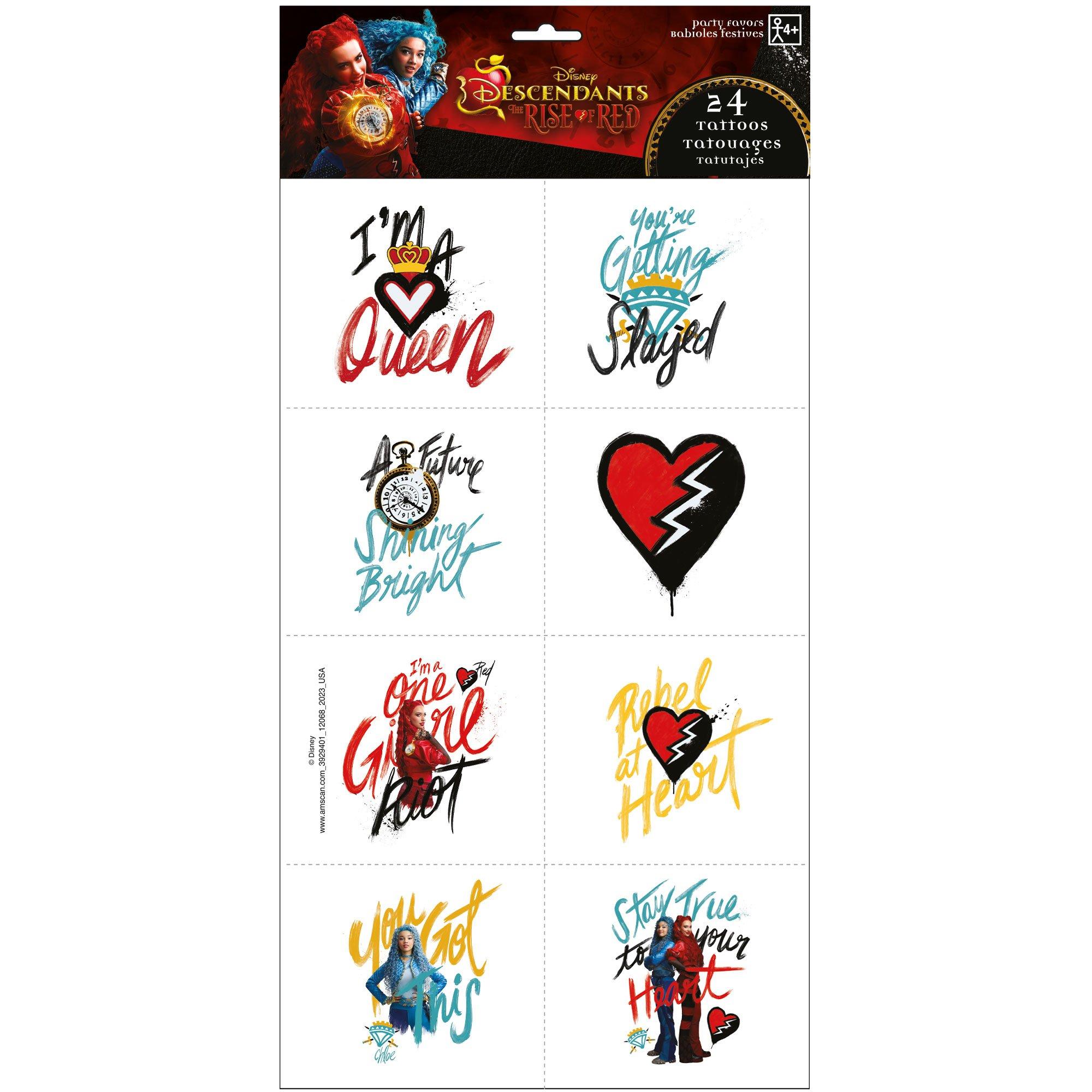 PartyCity Descendants 4 Temporary Tattoos, 1 Sheet, 8 Tattoos ...