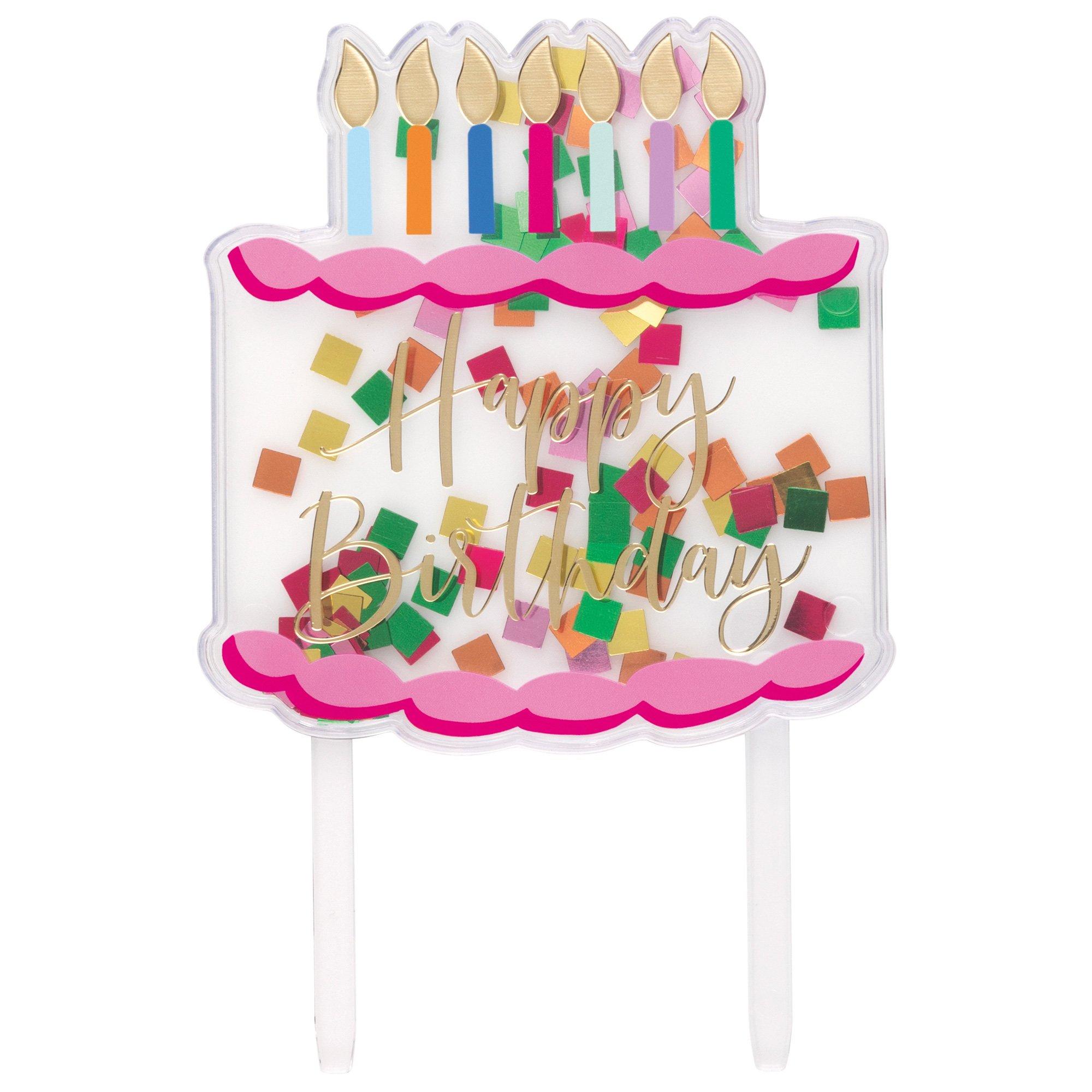 Happy Birthday Cake Plastic Topper 6in Party City